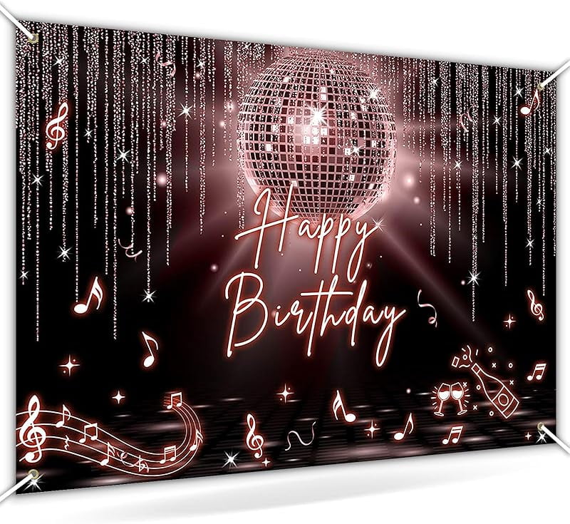 Disco Birthday Backdrop Glitter Disco Ball Birthday Party Decorations ...