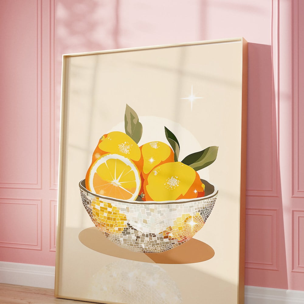 Disco Bowl Of Oranges Art Print: Trendy Kitchen Decor UNFRAMED PAPER ...