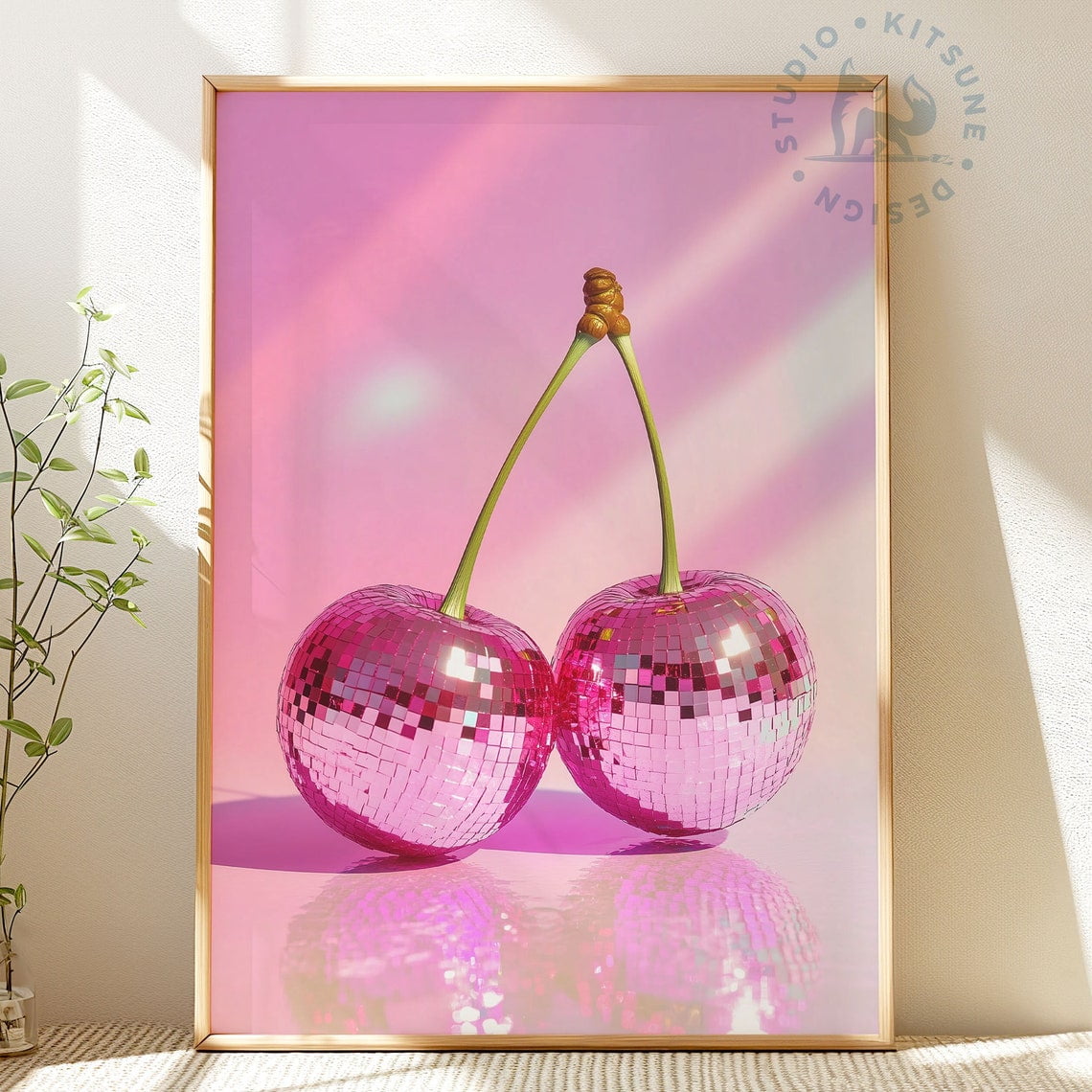 Disco Cherries Art Print, Wall Art Poster Dopamine Mirror Ball ...