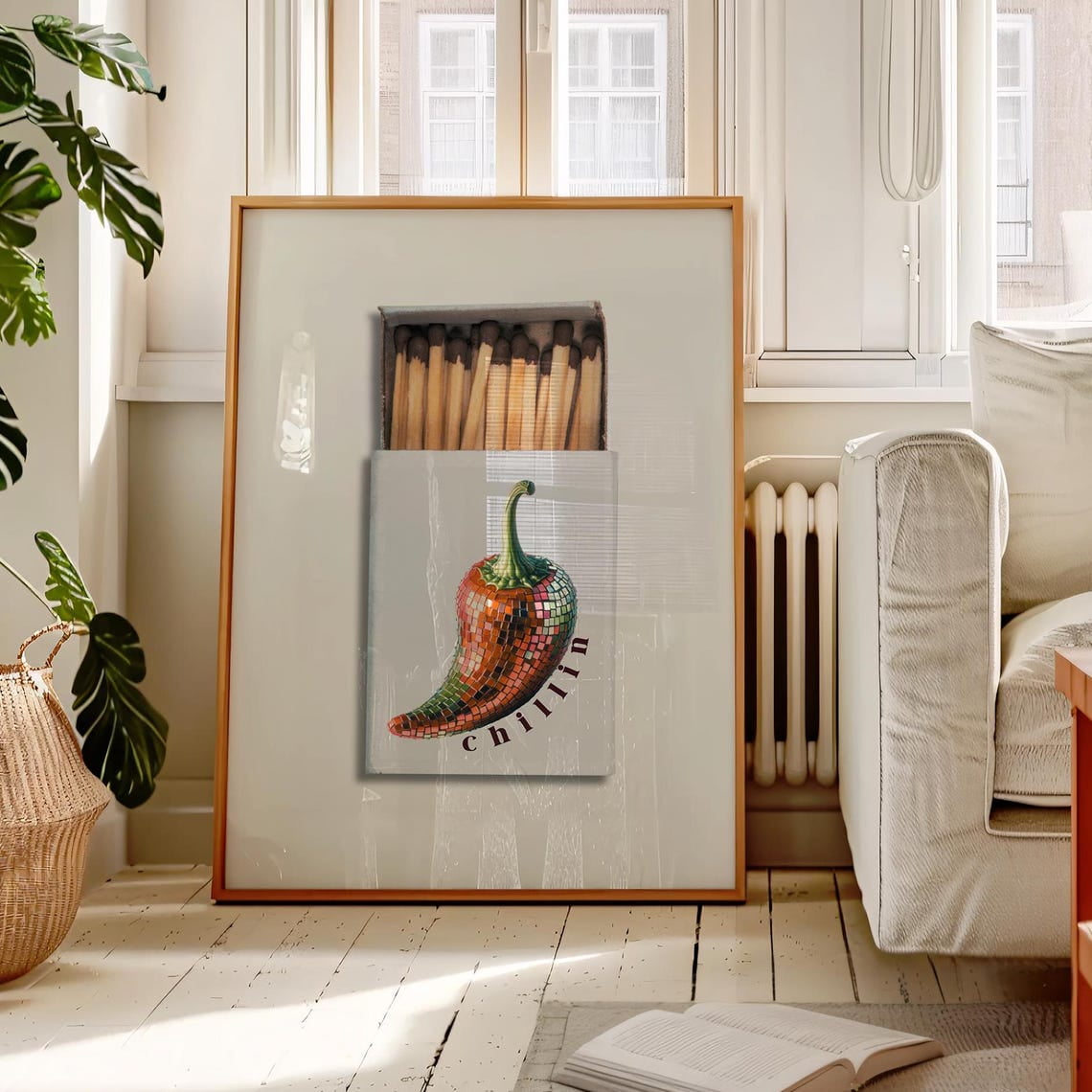 Disco Chilli,Pepper Matchbox Print,Trendy Kitchen Matchbook Poster ...