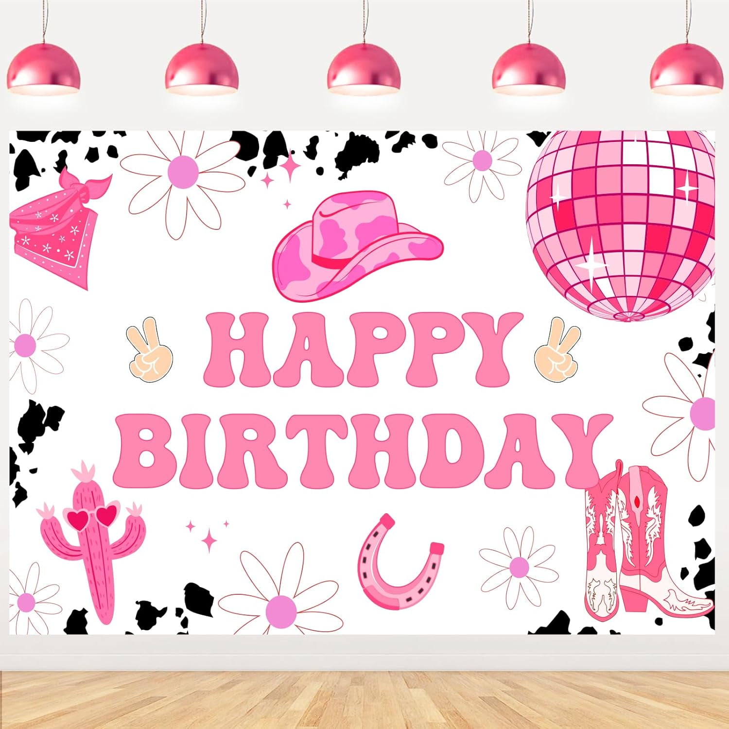 Disco Cowgirl Birthday Party Backdrop Decorations Space Cowgirl ...