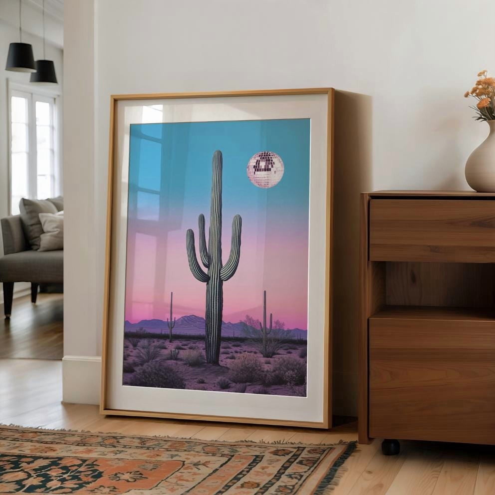 Disco Cowgirl Cactus Poster Funky Desert Wall Art, Poster Home Decor ...