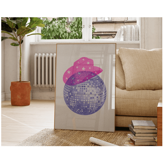 Disco Cowgirl Poster Minimalist Wall Art Poster Retro Western Decor ...