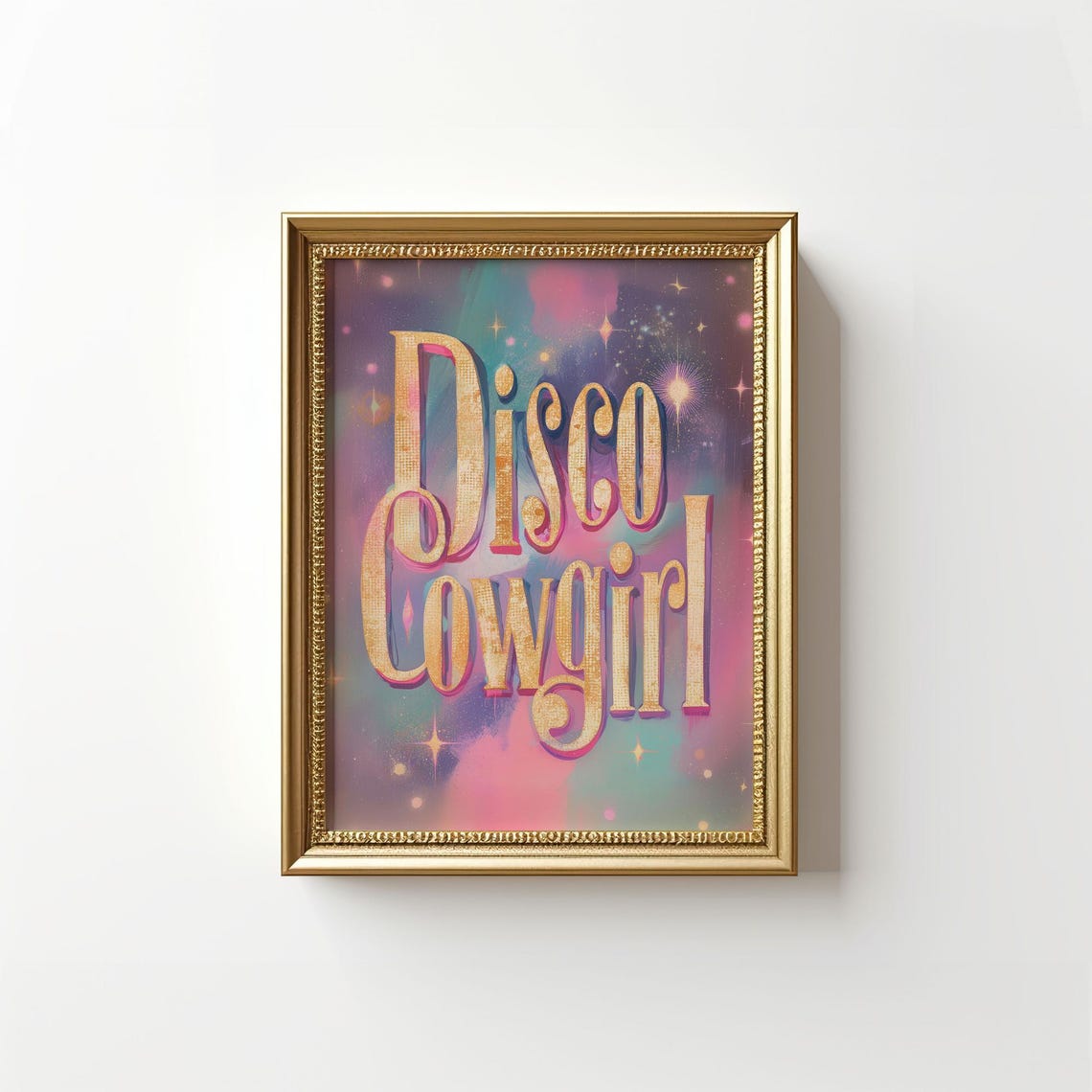 Disco Cowgirl Wall Art Retro Western Poster Pink Glittery Y2K Cowgirl ...