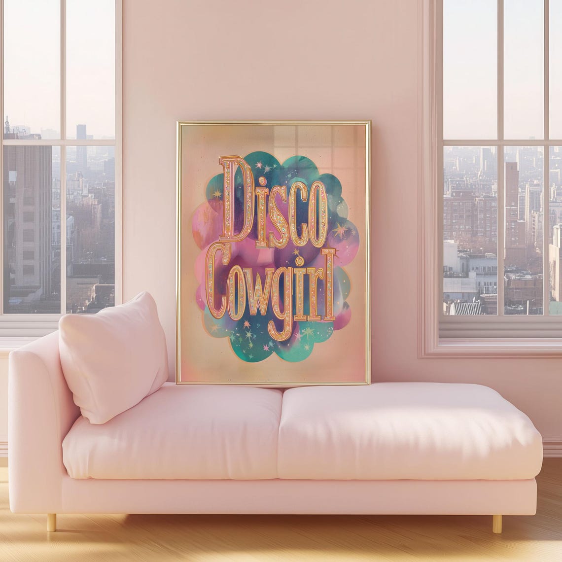 Disco Cowgirl Wall Art Retro Western Poster Pink Glittery Y2K Cowgirl ...