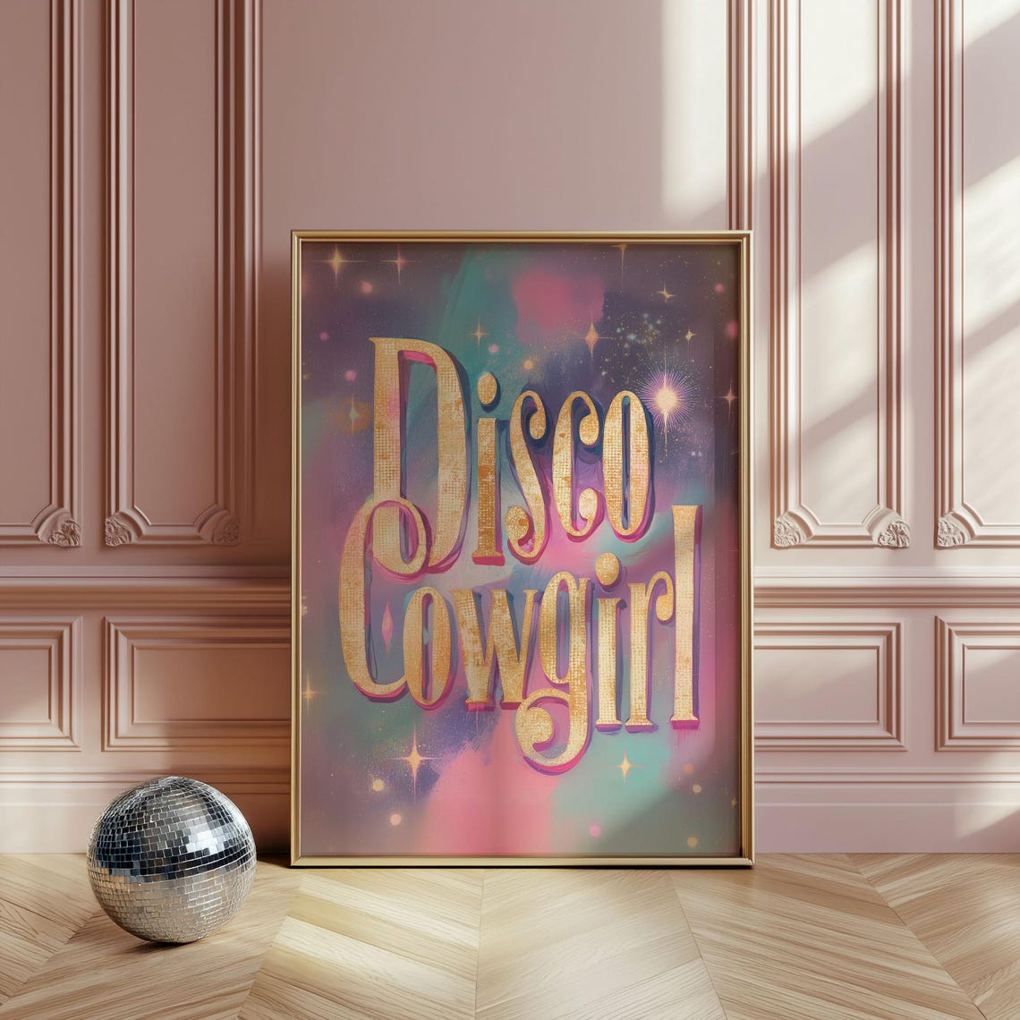 Disco Cowgirl Wall Art Retro Western Poster Pink Glittery Y2K Cowgirl ...