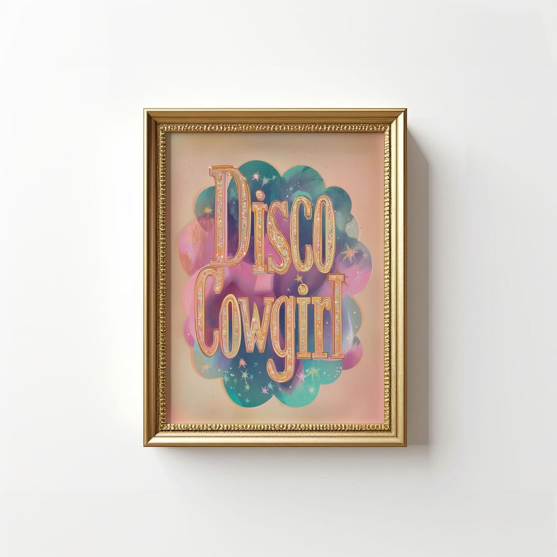 Disco Cowgirl Wall Art Retro Western Poster Pink Glittery Y2K Cowgirl ...