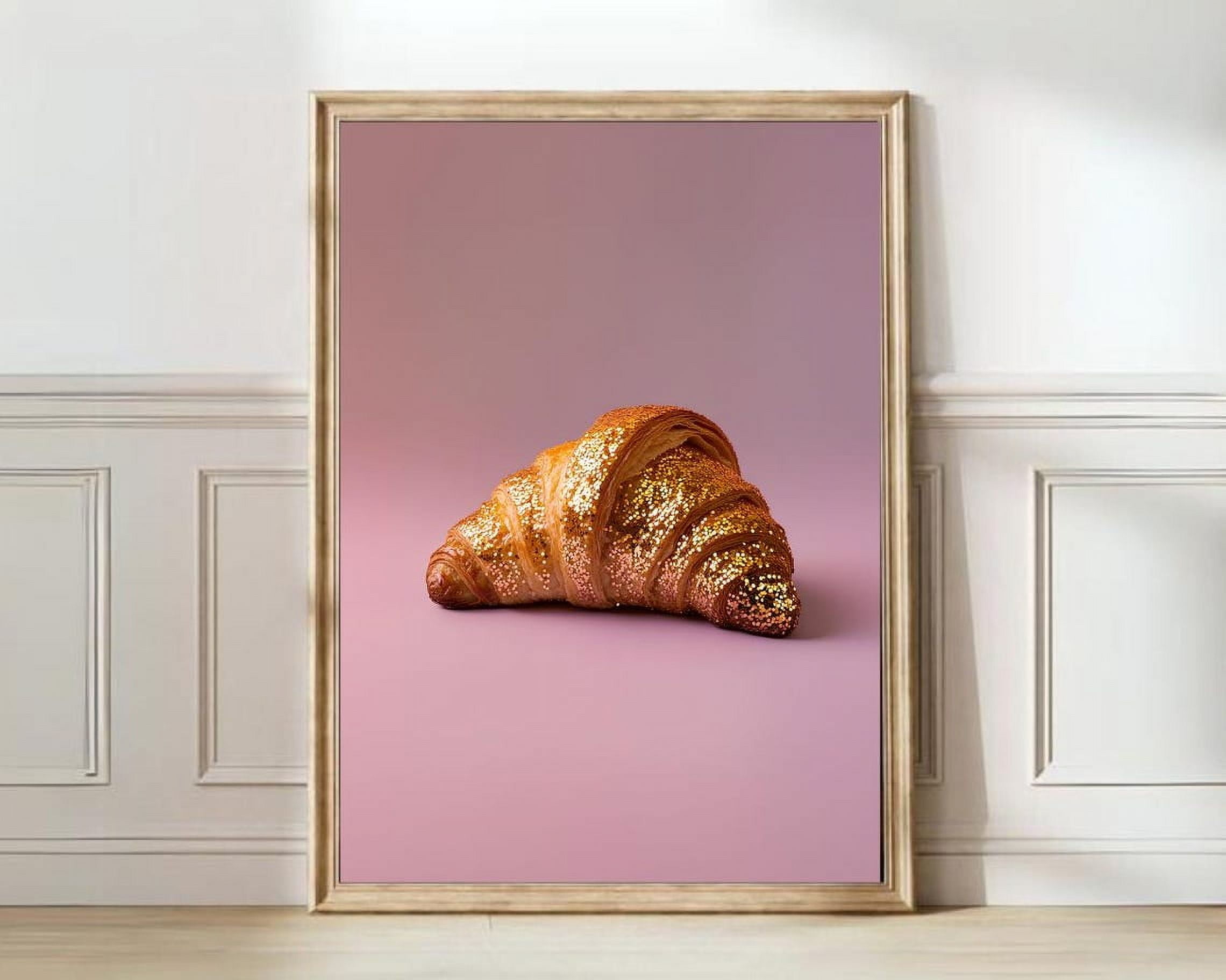 Disco Croissant Print Mauve Wall Art Croissant Poster Glitter Pop Art ...
