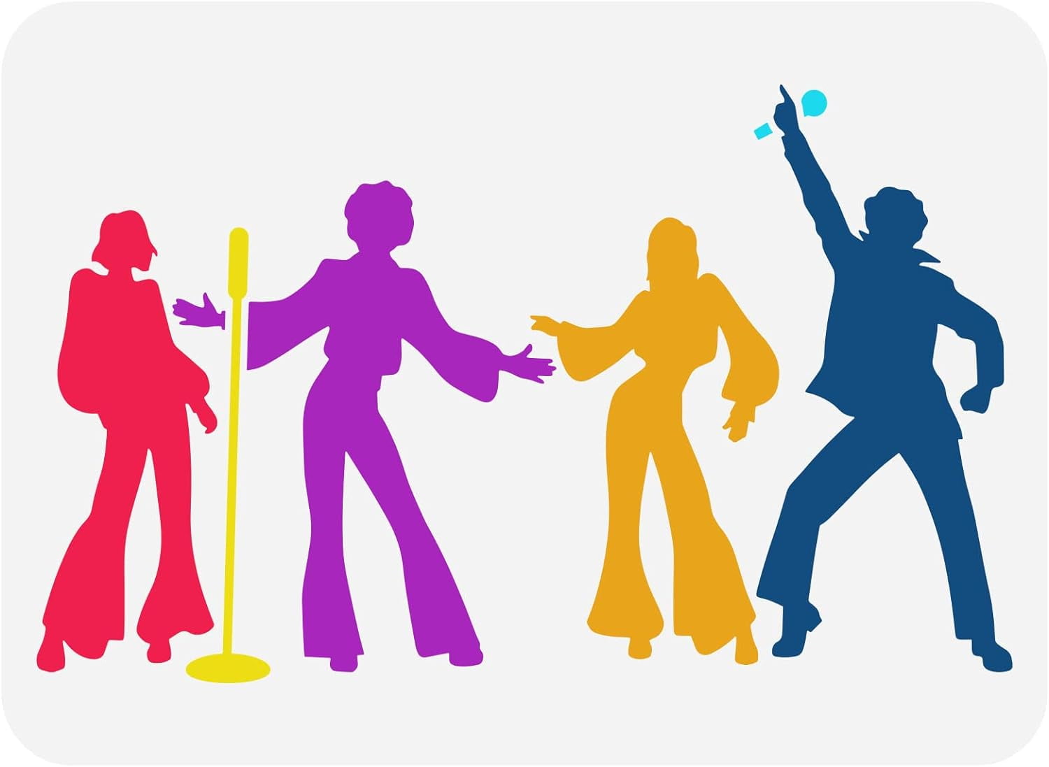 Disco Dancer Stencil 8.3x11.7inch Reusable Disco Band Drawing Stencil DIY Hip Hop Music Painting ...
