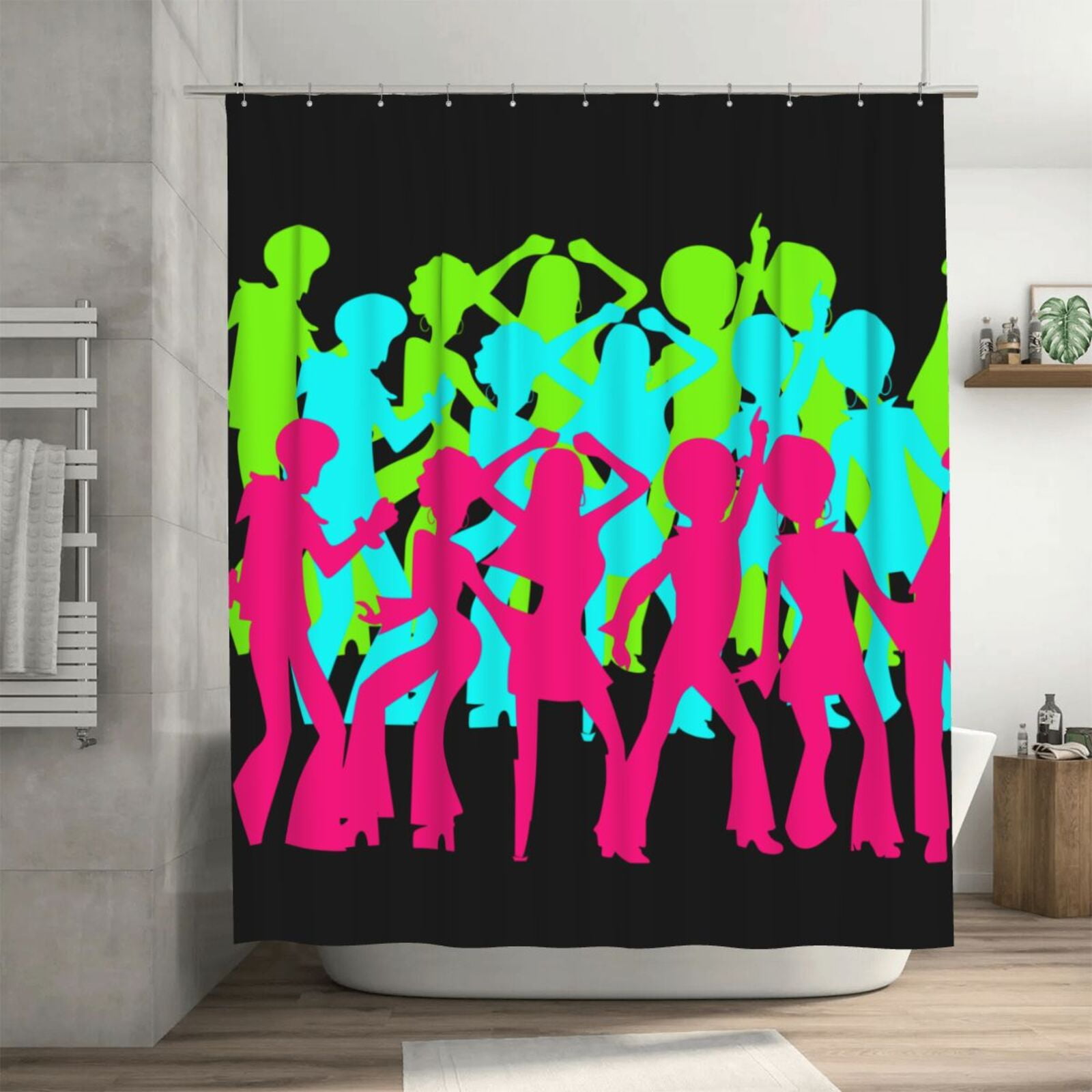 Disco Dancers Girls Pattern Shower Curtain, Fun Nightclub Party ...