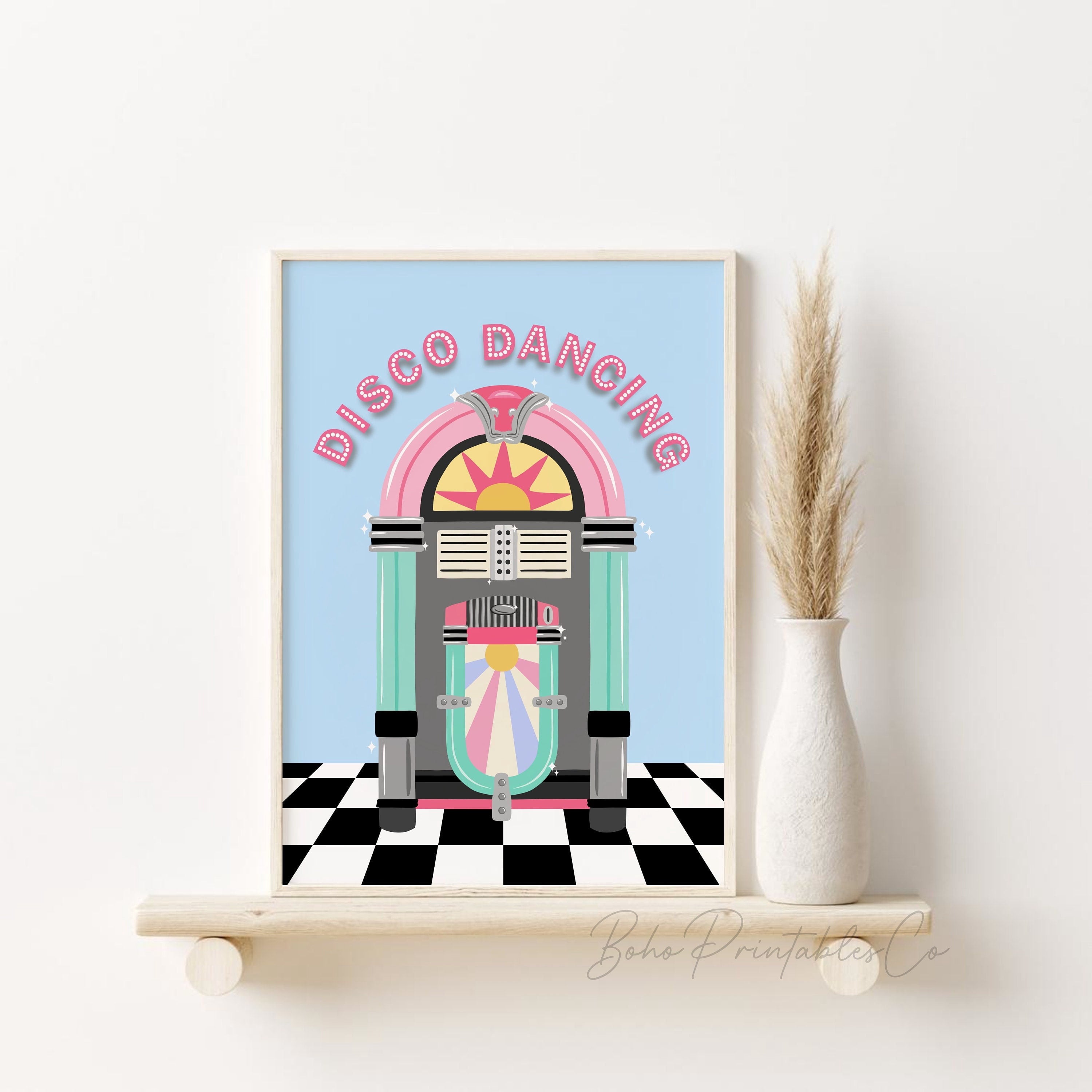 Disco Dancing Poster Retro Jukebox Wall Art Retro Disco Poster ...
