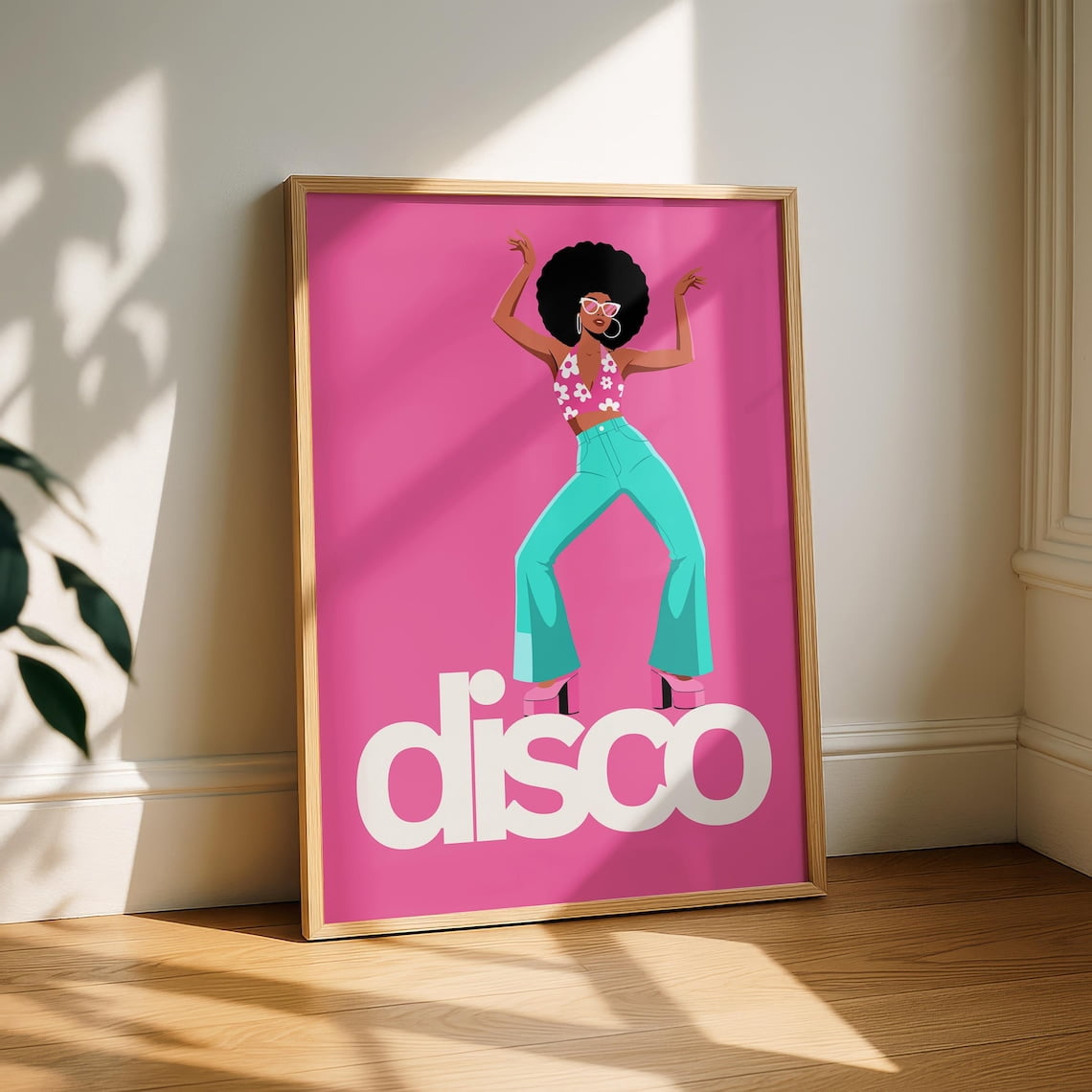 Disco Diva Retro Wall Art 70s Funky Music Dancer Illustration Groovy ...