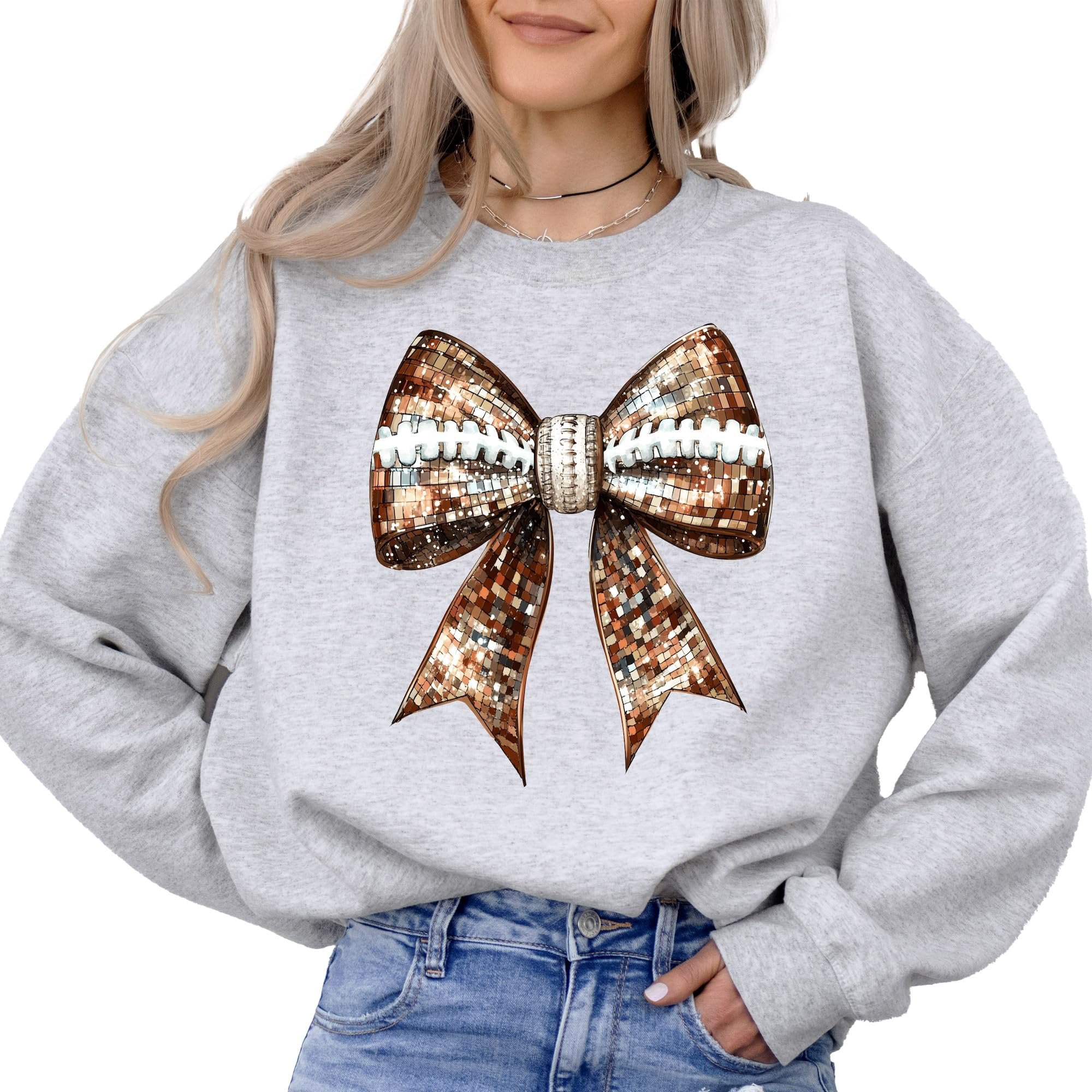 Disco Football Coquette Bow Sweatshirt for Women and Teens Girly ...