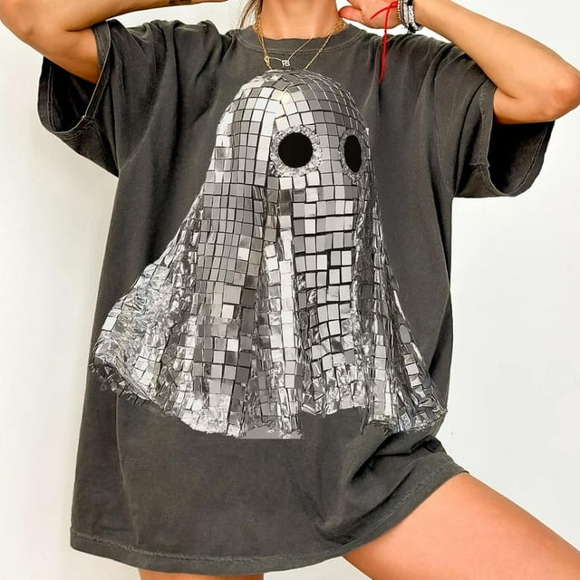 Disco Ghost Halloween T-shirt, Glitter Ghost, Sparkle Bat Clipart ...