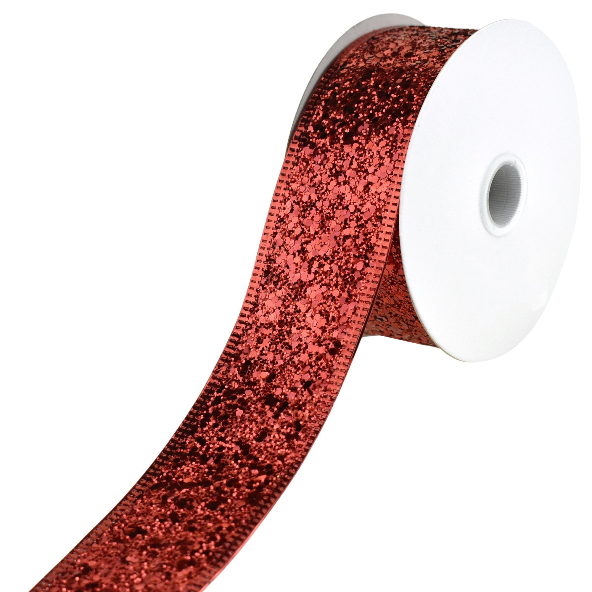 Disco Glitter Metallic Edge Wired Ribbon, 1-1/2-Inch, 10-Yard - Red ...