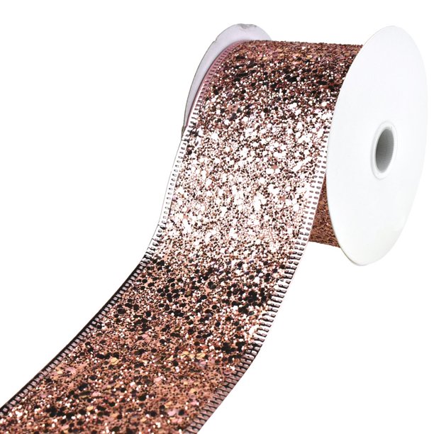 Disco Glitter Metallic Edge Wired Ribbon, 2-1/2-Inch, 10-Yard - Rose ...