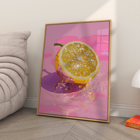 Disco Lemon Print: Glam Dorm Room Wall Art UNFRAMED PAPER POSTER, Home ...