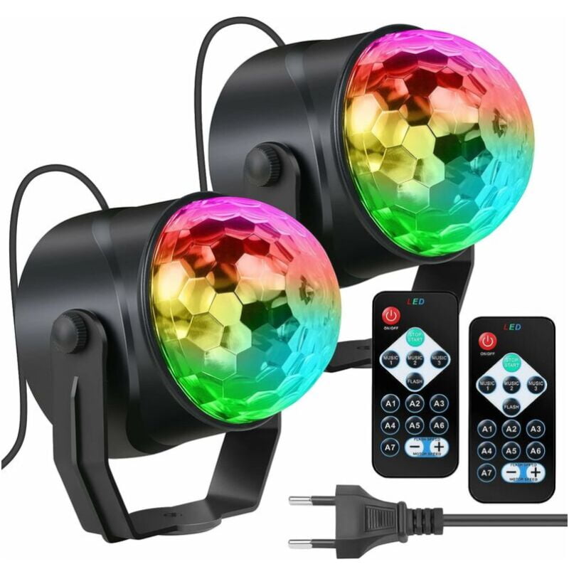 Disco Light, 2PCS 7 Colors RGB Disco Ball 360° Rotation with Remote ...