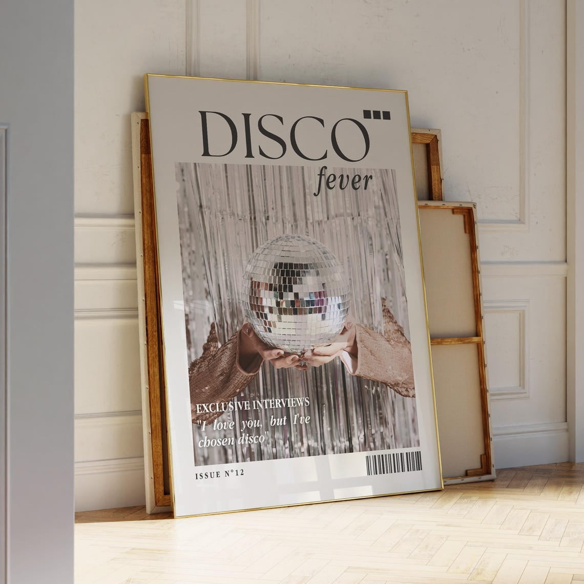 Disco Magazine Disco Ball Retro Wall Art, Unframed Canvas Size 24x36 ...