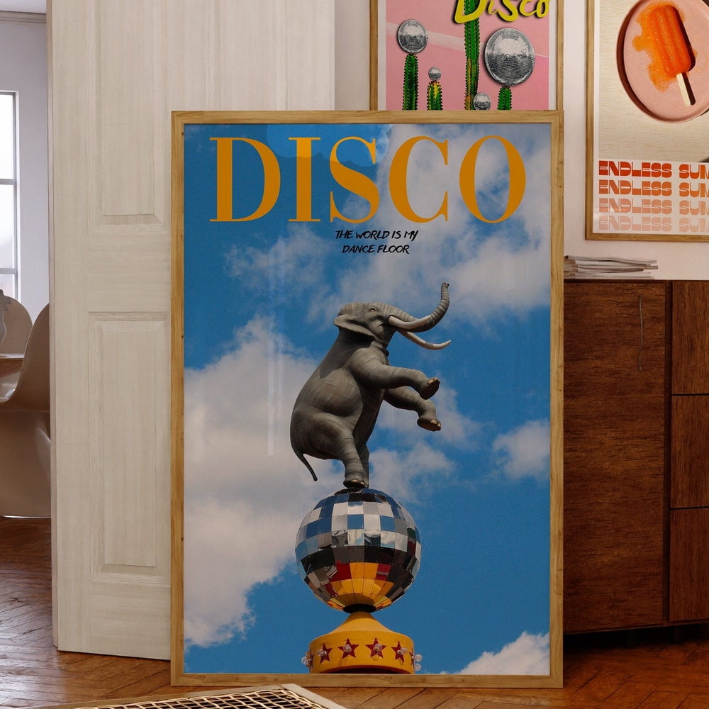 Disco Magazine Poster, 70S Poster, Blue Wall Art, Disco Print, Animal ...