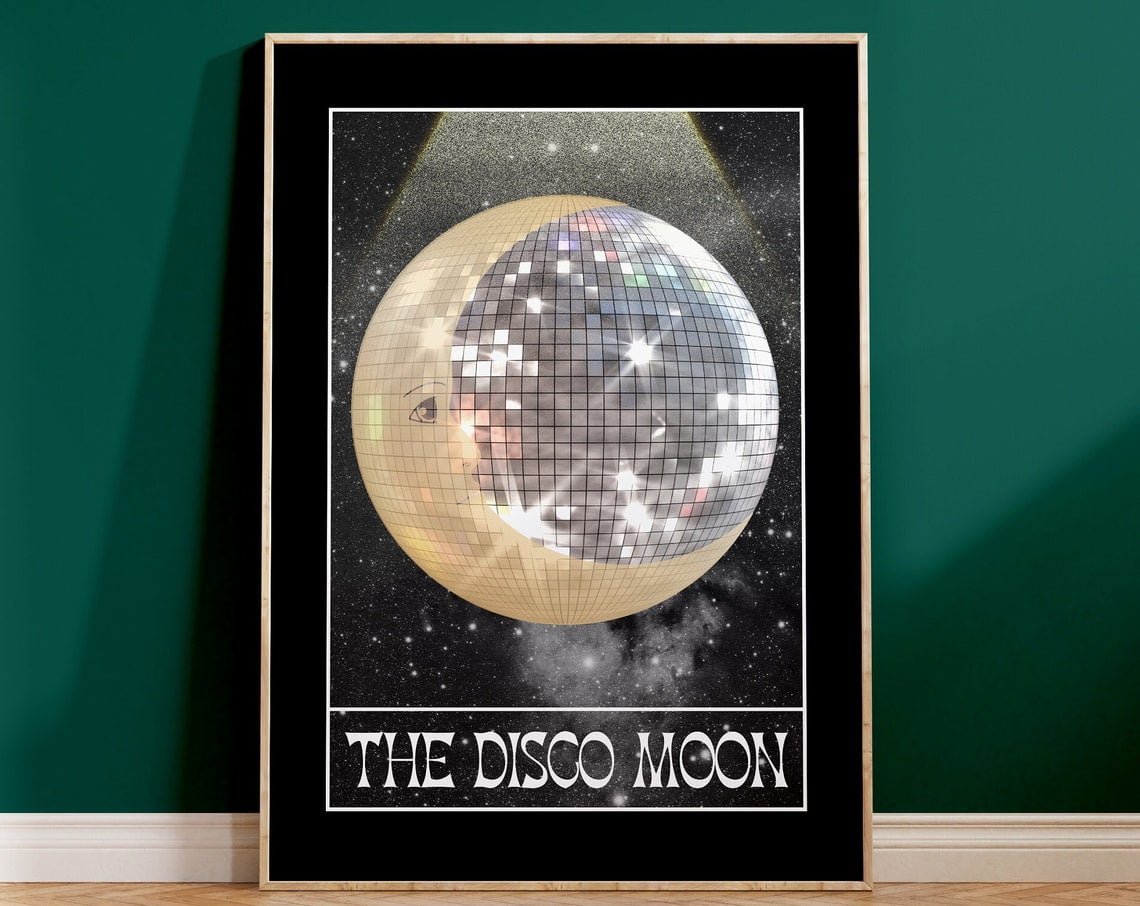 Disco Moon Print - Tarot Card Style Disco Moon The Moon Xviii ...