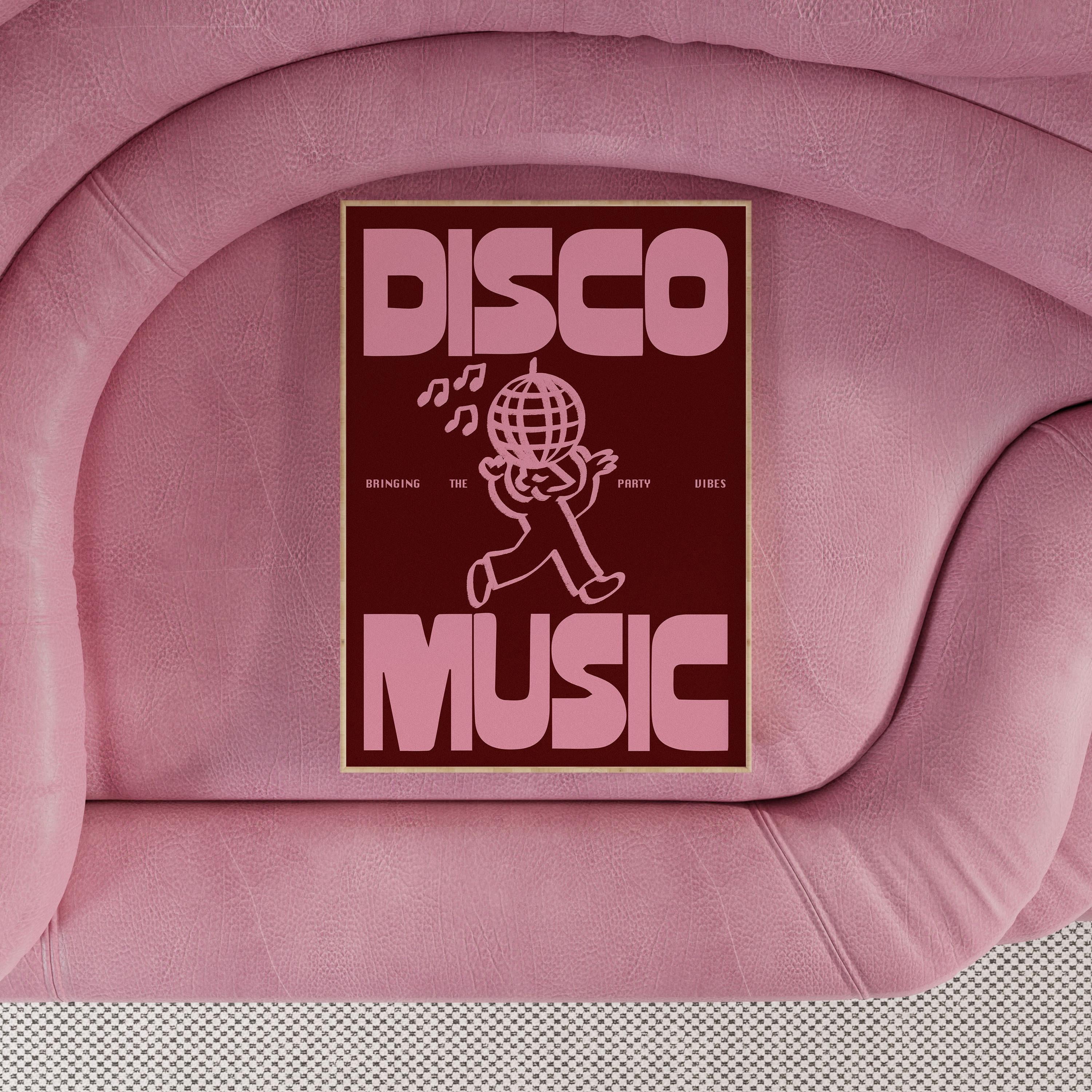 Disco Music Poster Music Poster Home Decor Funky Illustration Trendy ...