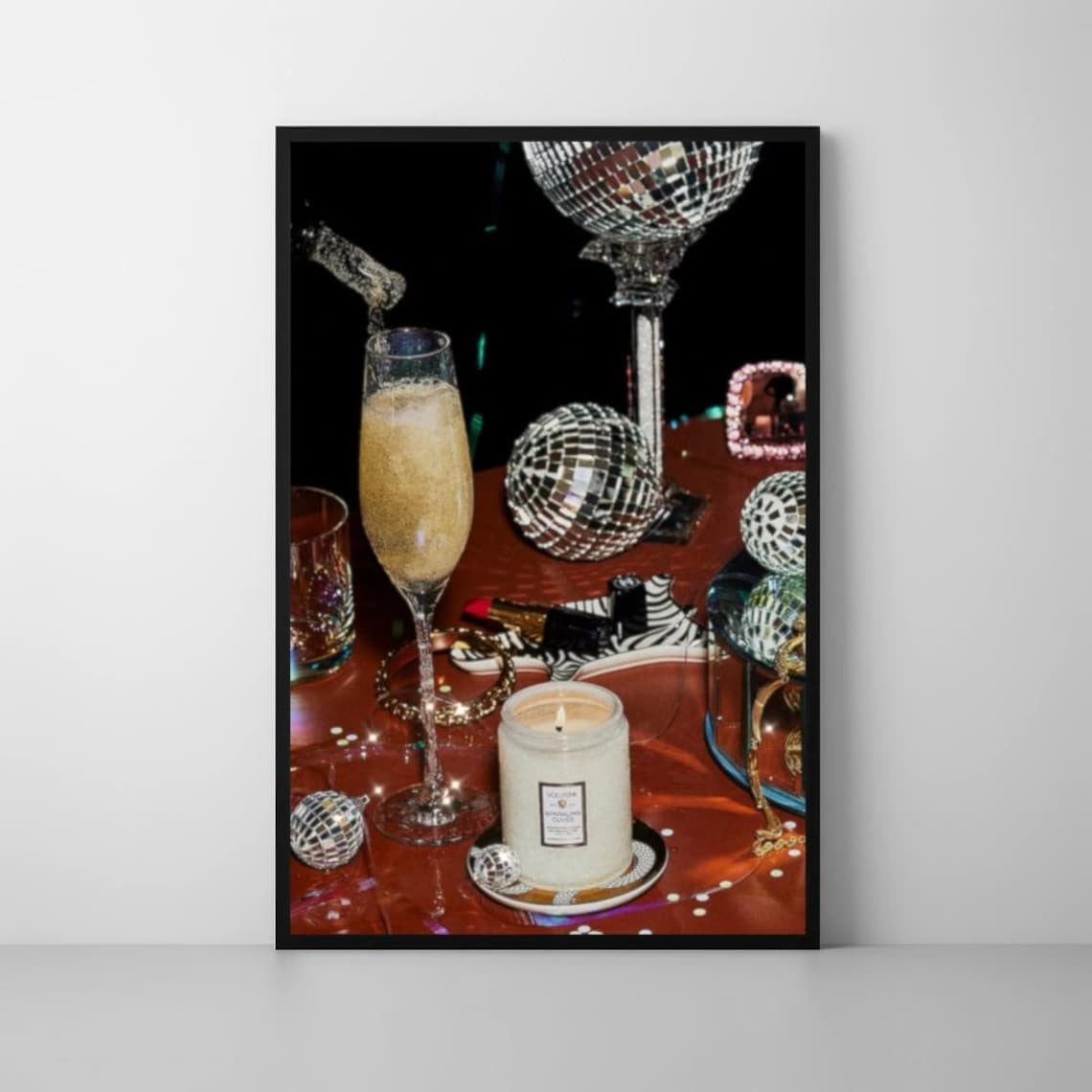 Disco Night Champagne Art Poster Glamorous Party Decor Poster, Unframed ...