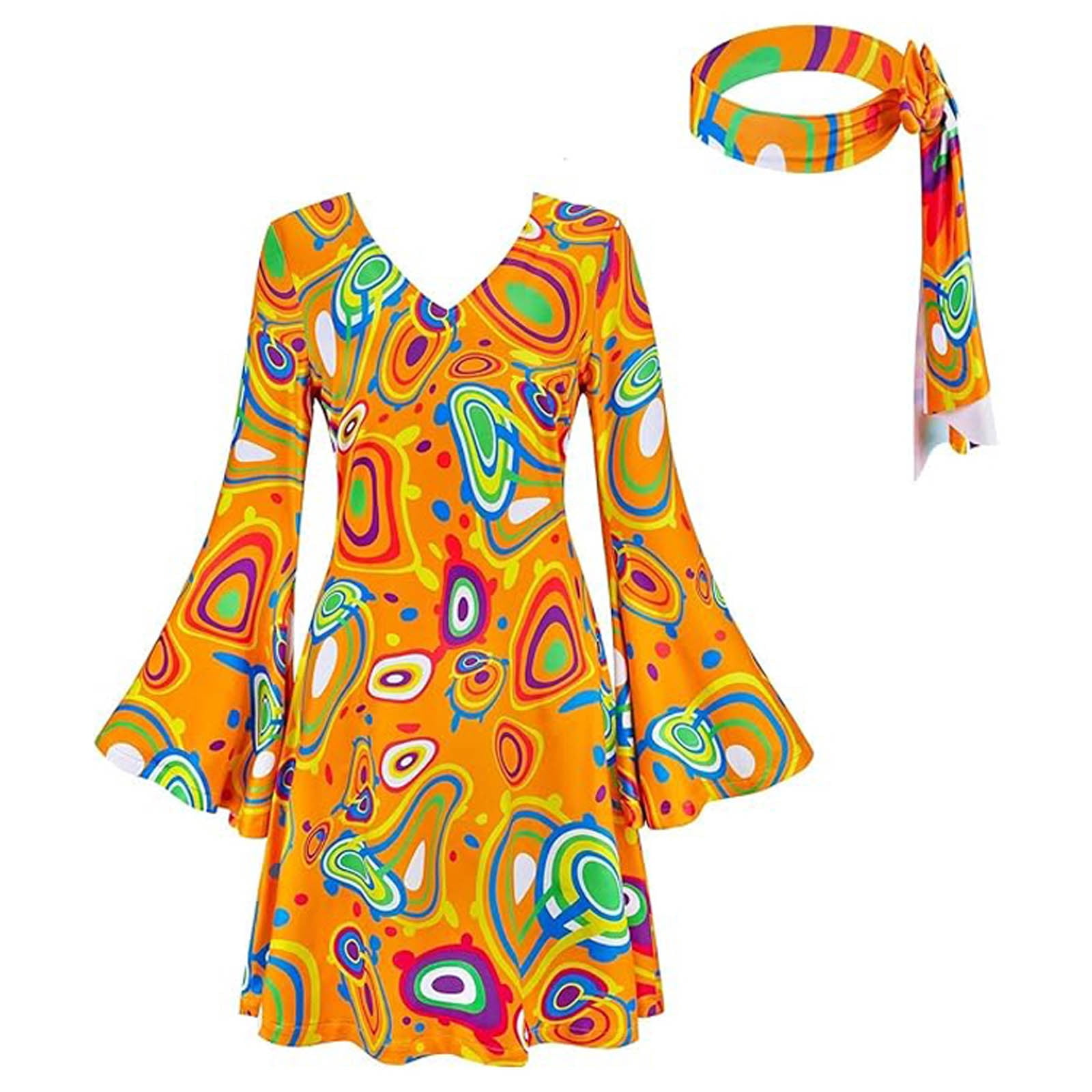 Disco Outfit Women 70s Hippie Costume Disco Dress for Womens Halloween ...