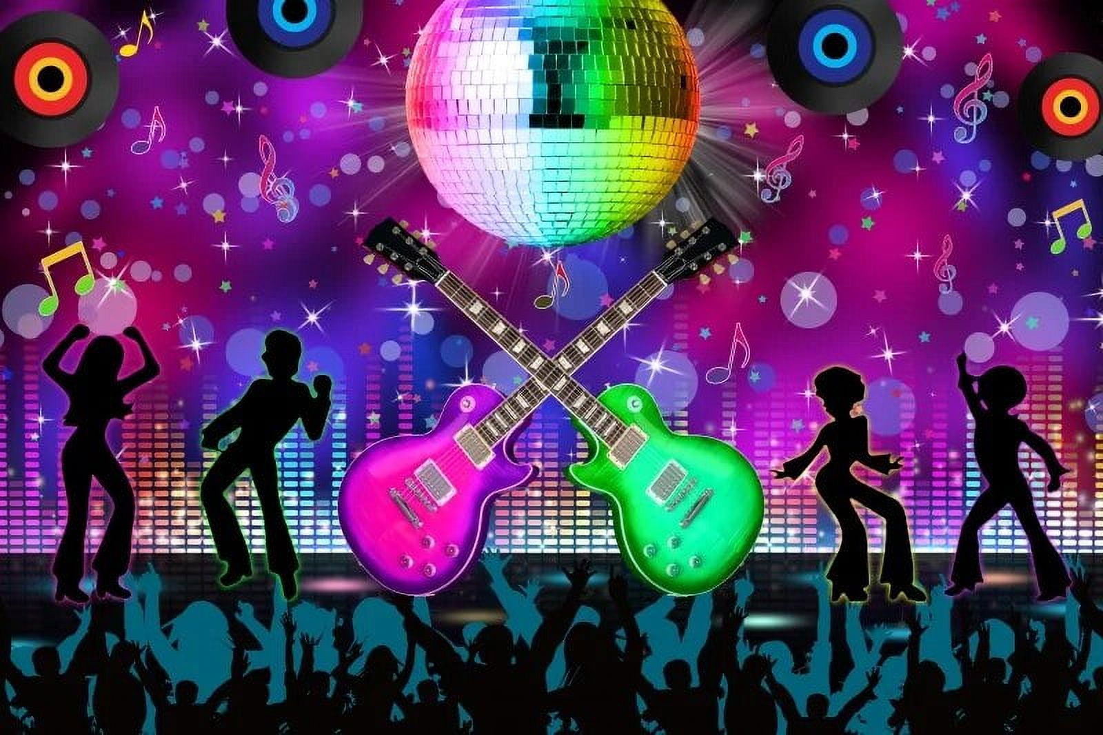 Disco Party Backdrop Back to 80s 90s Let's Crazy in The Dark Glow Neon ...