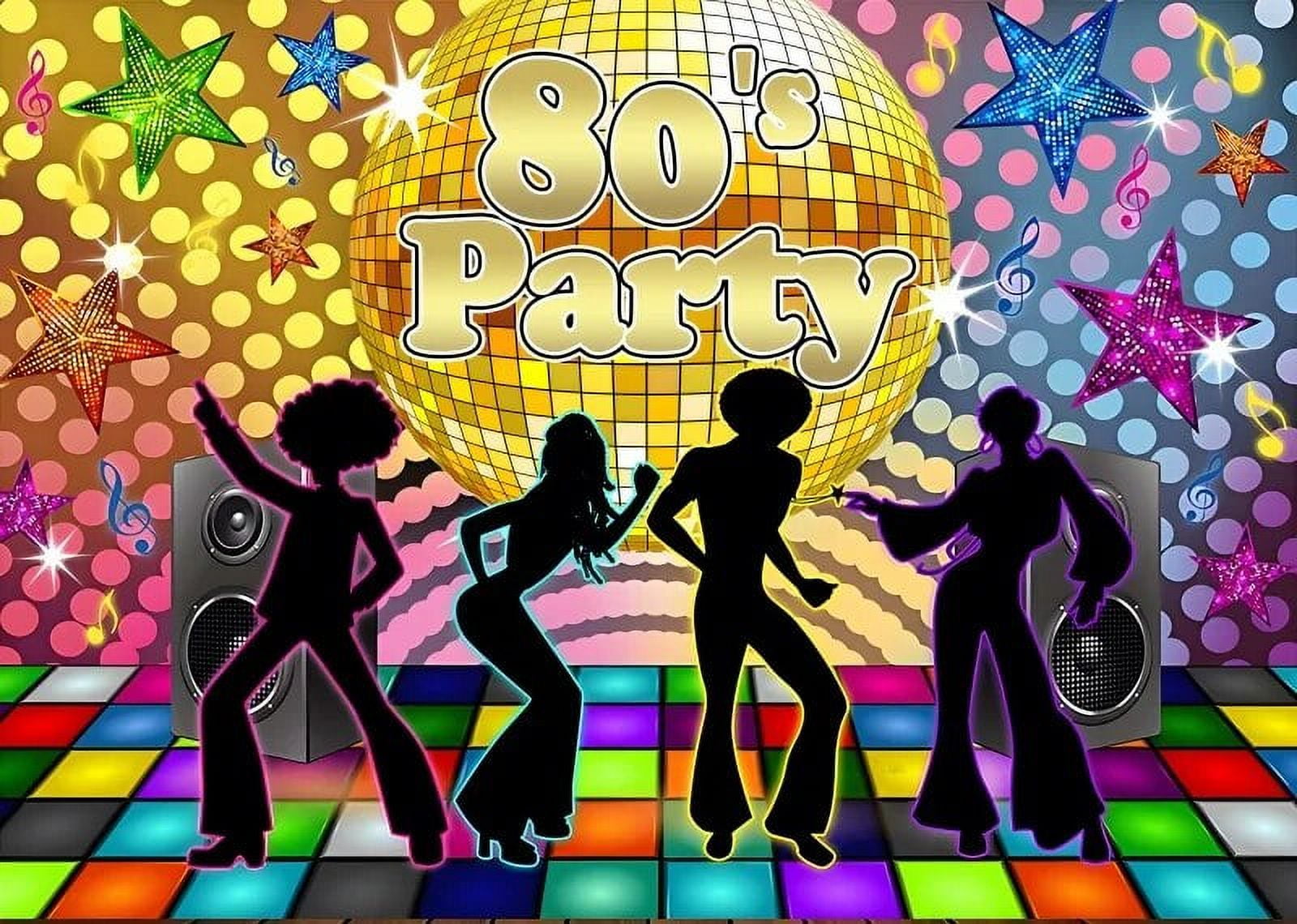 Disco Party Backdrop Back to 80s 90s Let's Crazy in The Dark Glow Neon ...