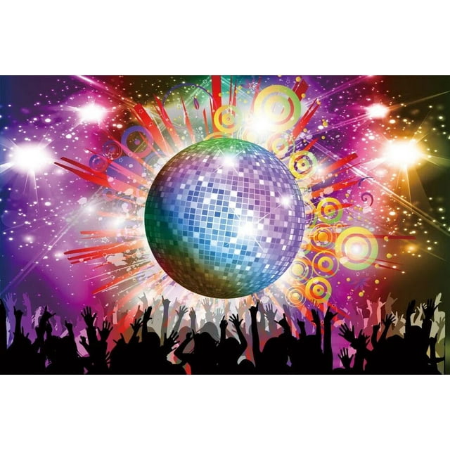 Disco Party Backdrop Back to 80s 90s Let's Crazy in The Dark Glow Neon ...