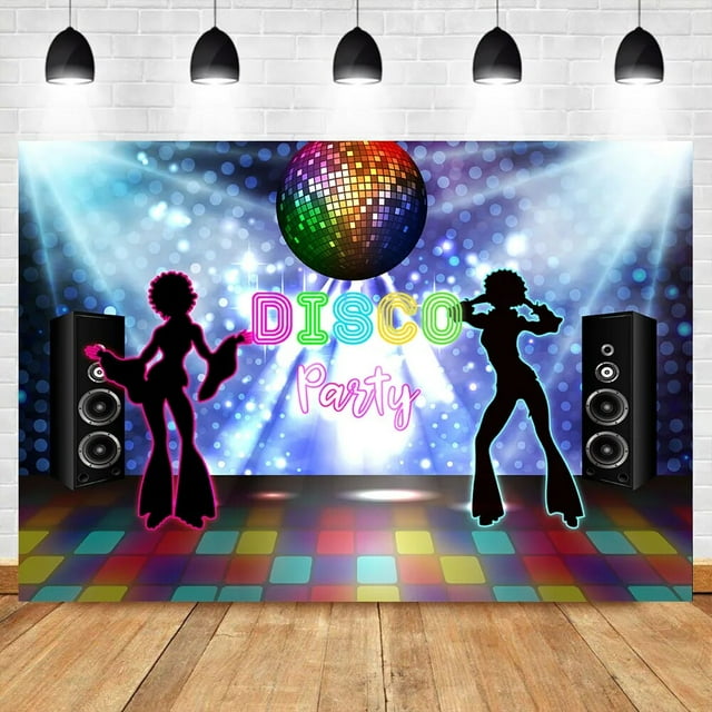 Disco Backdrop TTQYFNM 9x6ft Discos Party Backdrop Night Club Neon ...