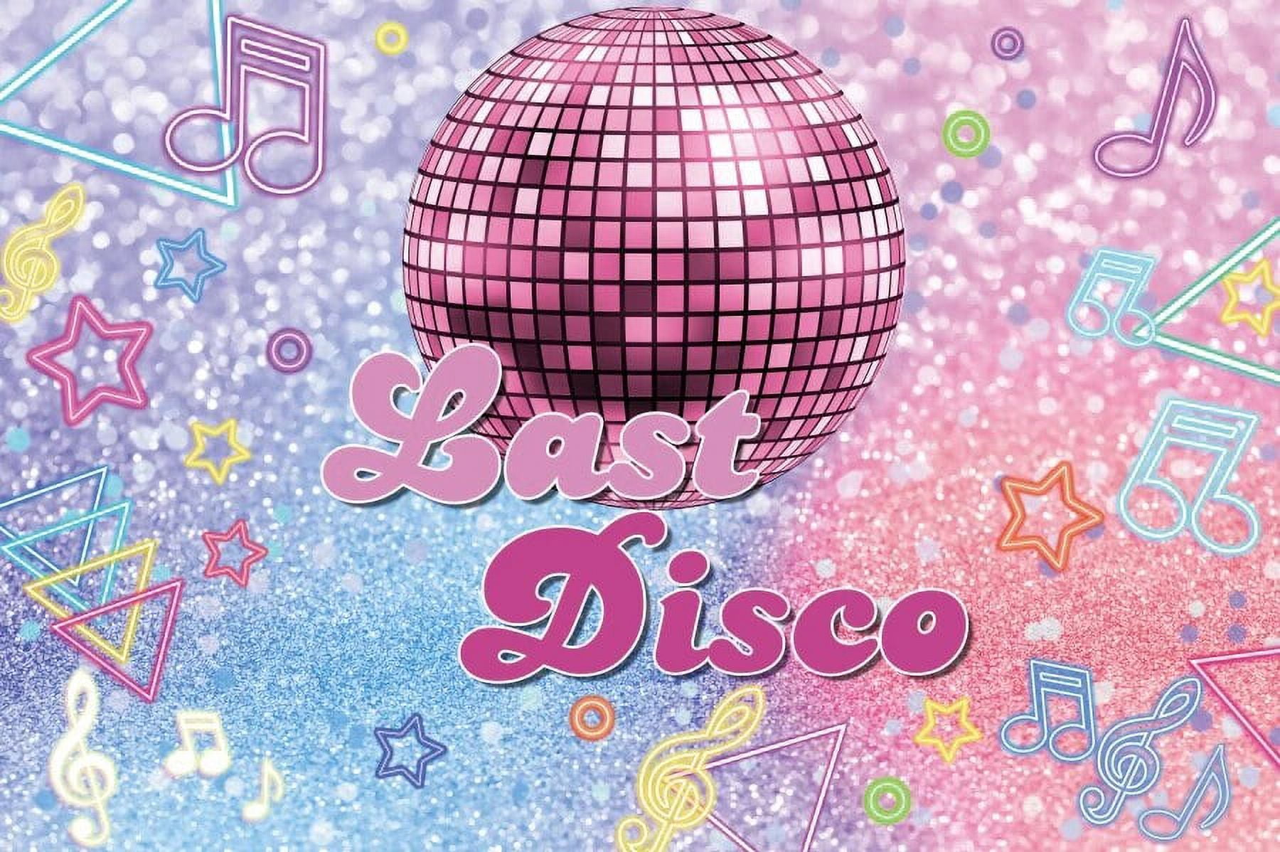 Disco Party Backdrop Night Club Music Pink Shiny Neon Lights Ball 70s ...
