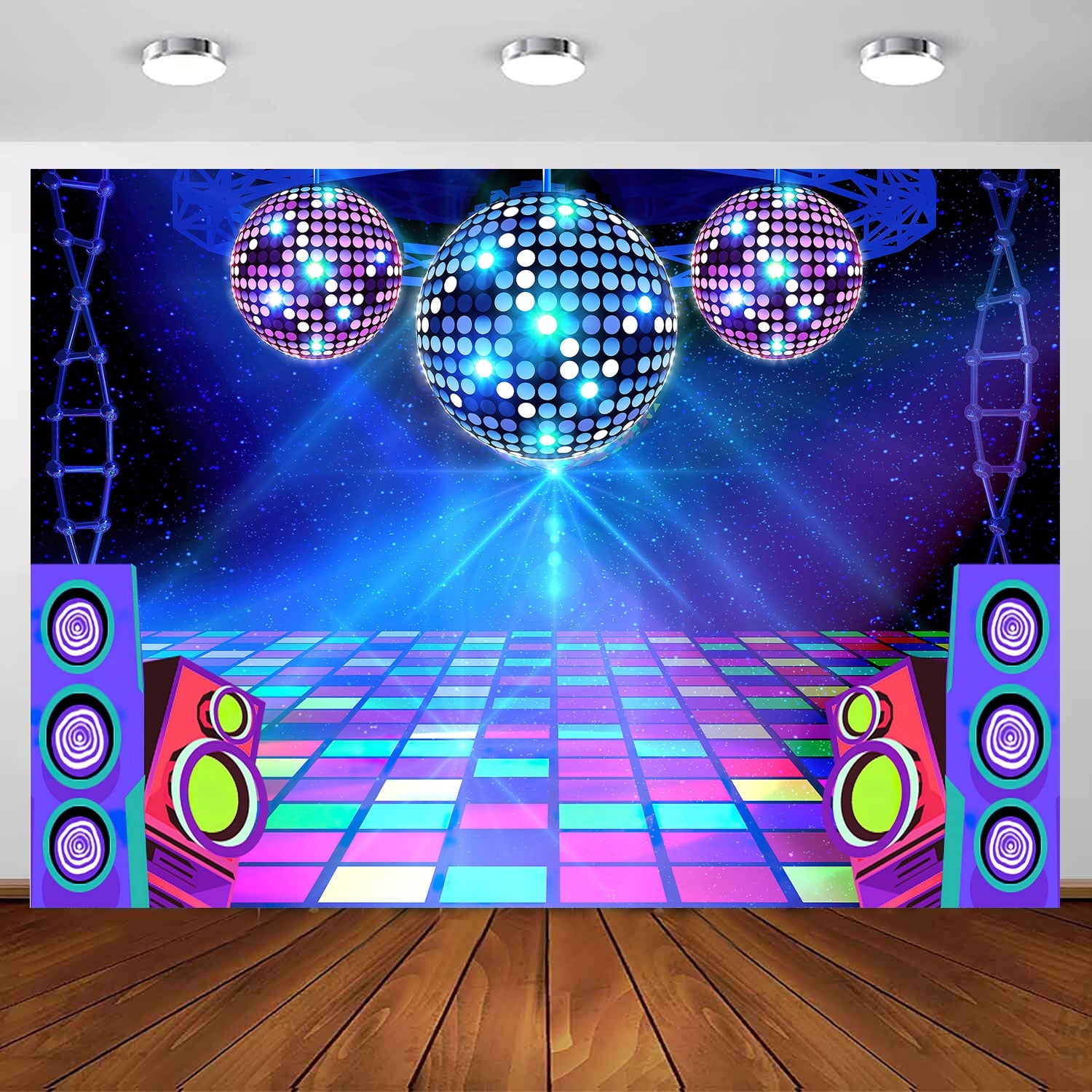 Disco Party Backdrop Retro 70s 80s 90s Theme Stage Dance Ball Music ...