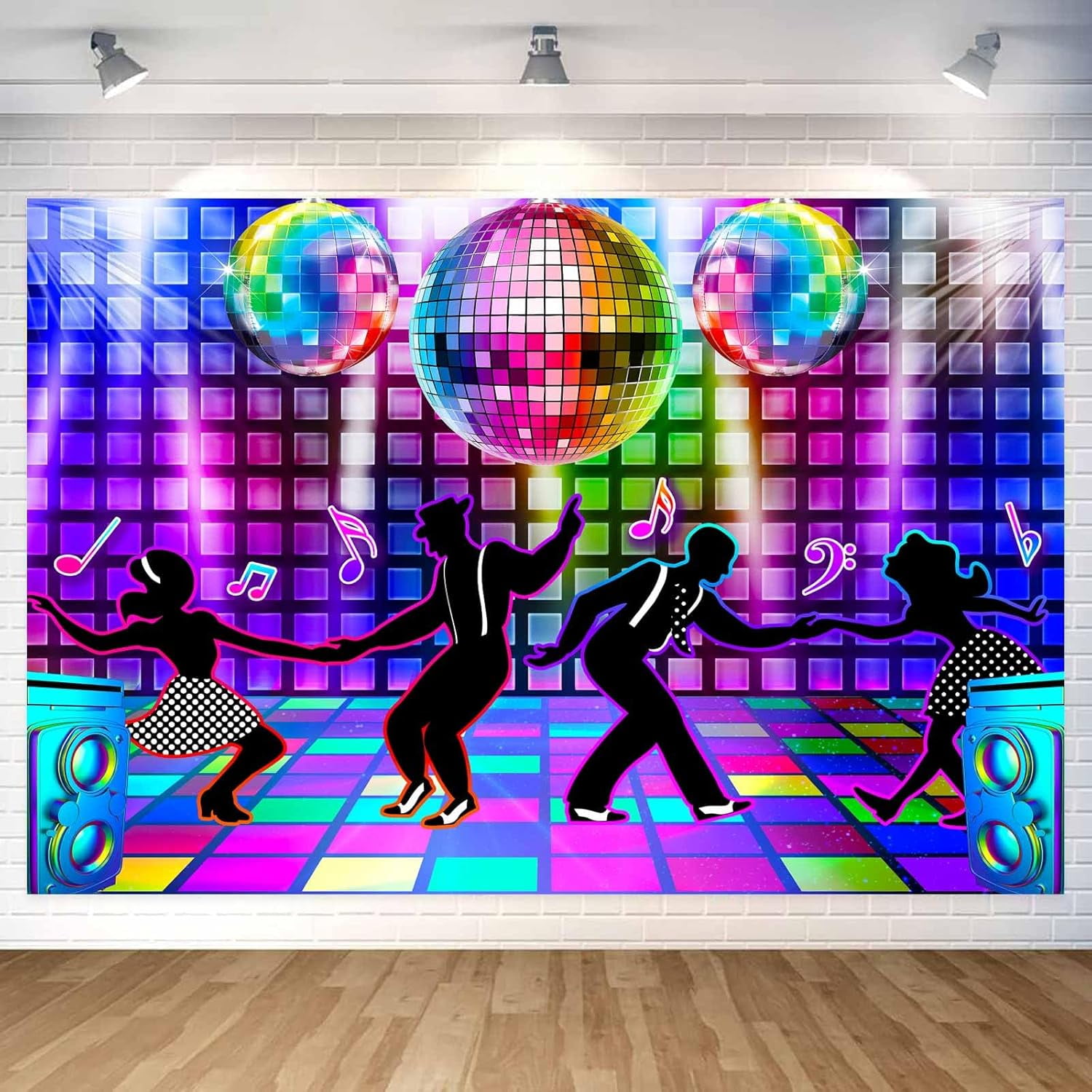 Disco Party Background, Rock and Roll Party Backdrop Birthday Party ...