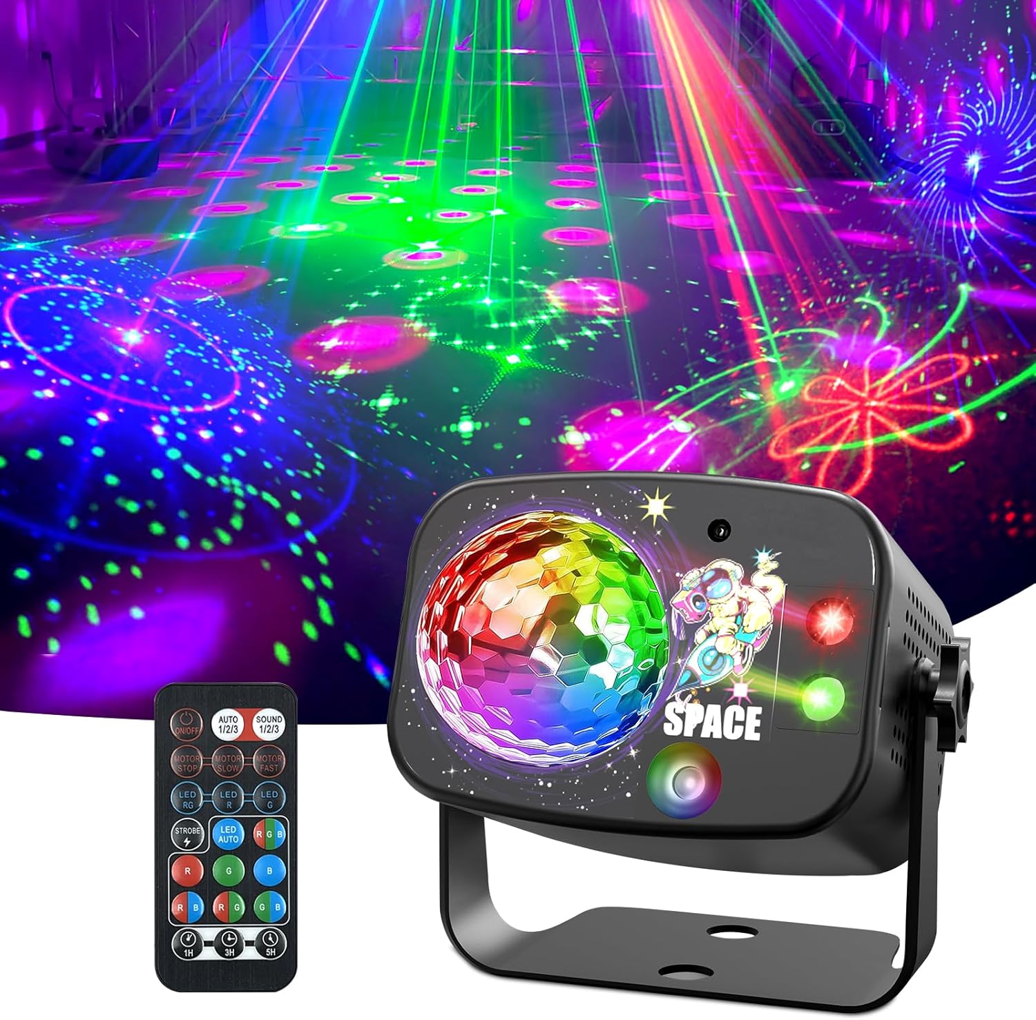 Disco Party Lights, Strobe Light for Parties, RGB 3 Lights Sound ...