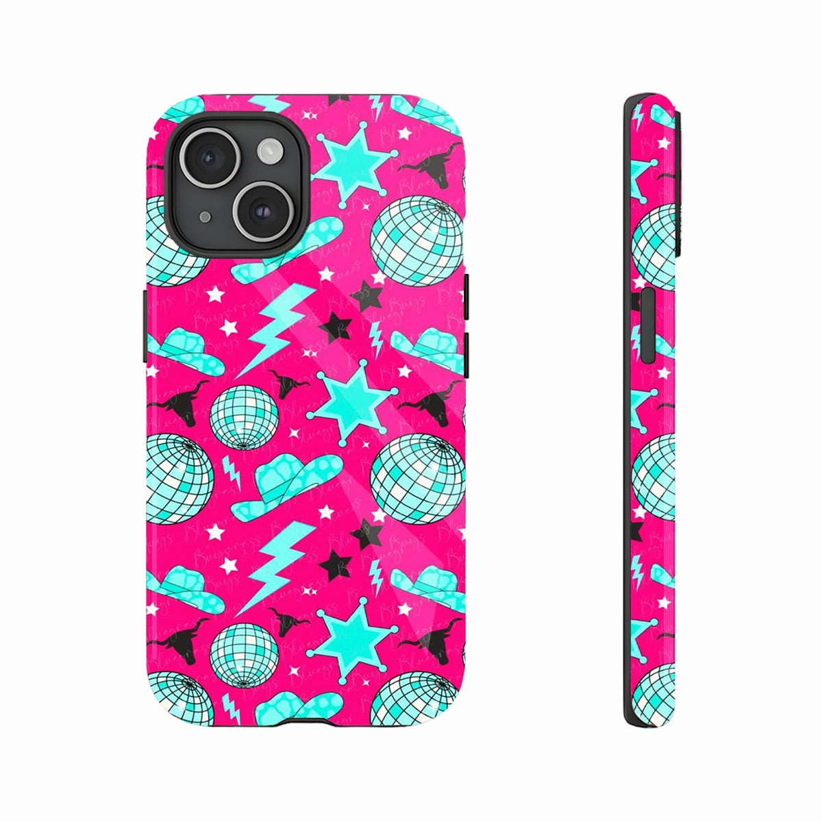 Disco Party Phone Case for Trendy Teens & Young Adults, Stylish Lightning Stars Cowboy Hat ...