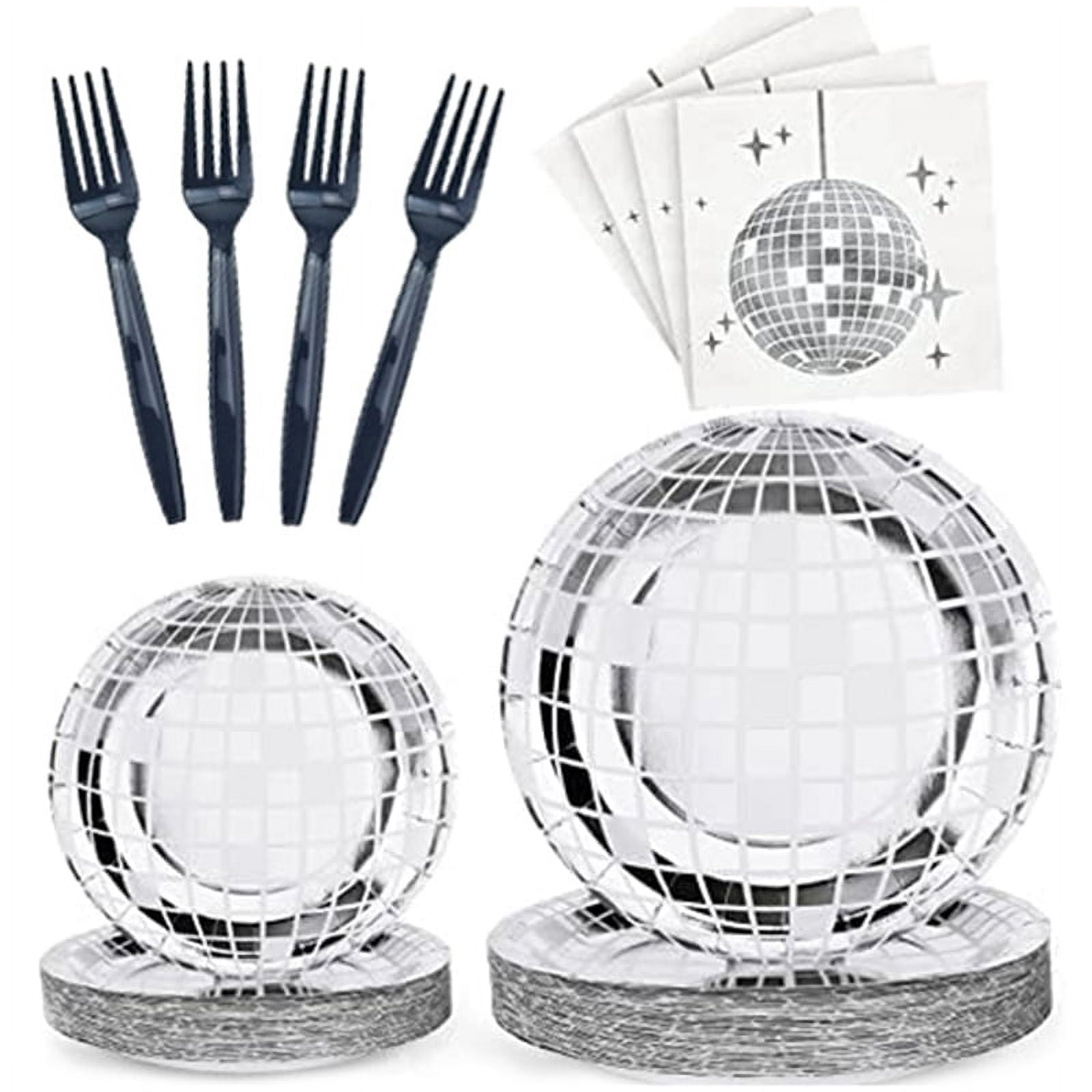 Disco Party Supplies Tableware Set Disco Ball Dinner Plate Napkin Fork ...