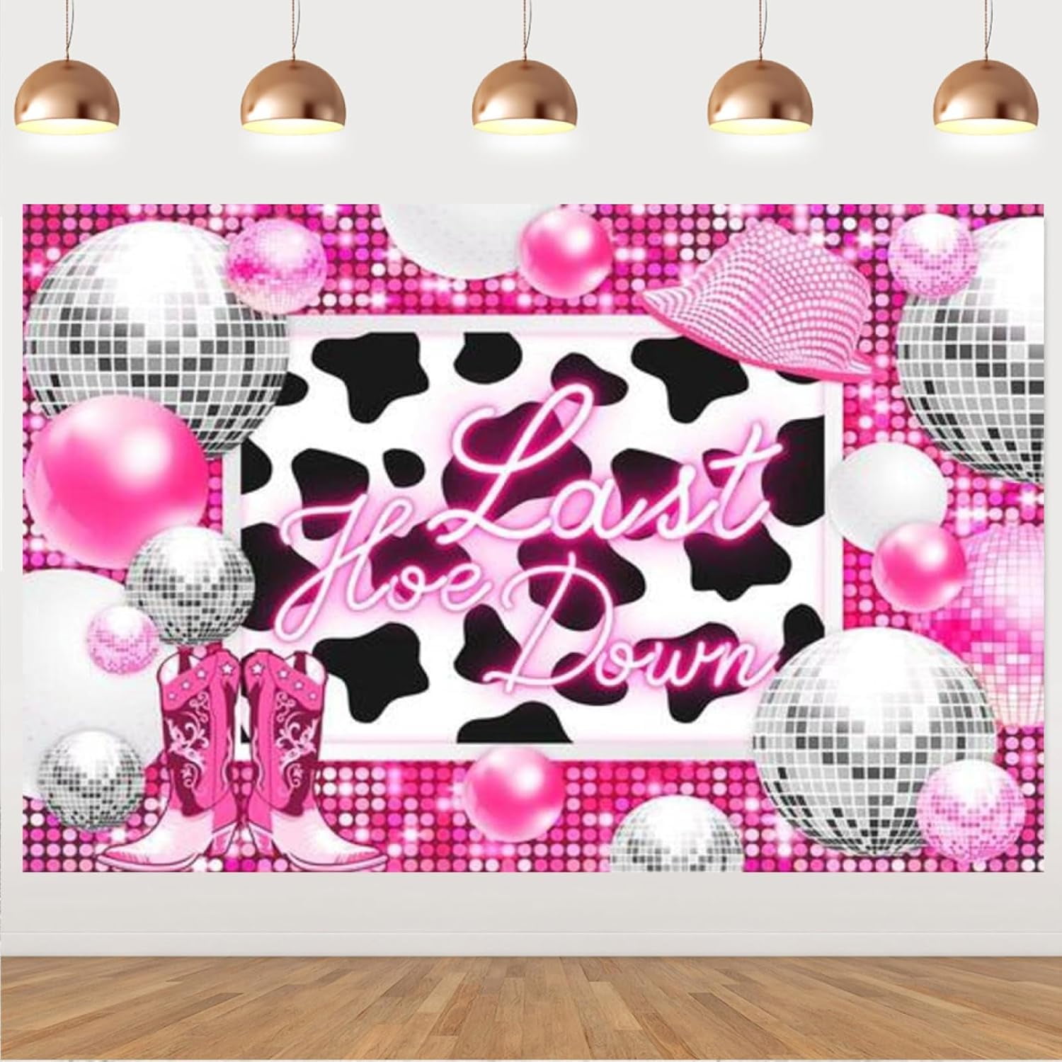 Disco Pink Cowgirl Bachelorette Backdrop Western Cowgirl Bridal Shower ...