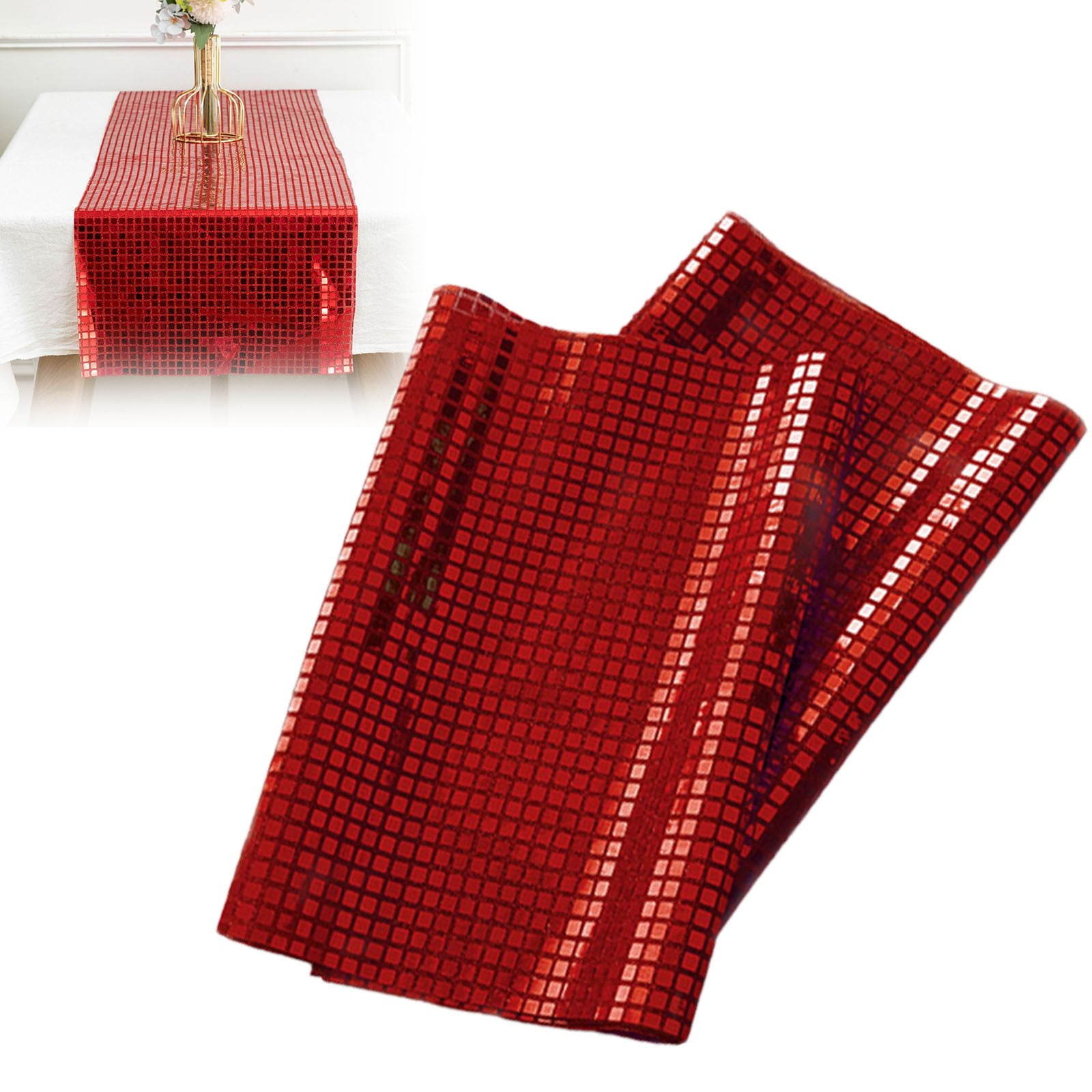 Disco Plaid European Tablecloth Red C, 12 X 70 Inches Glitter Table ...