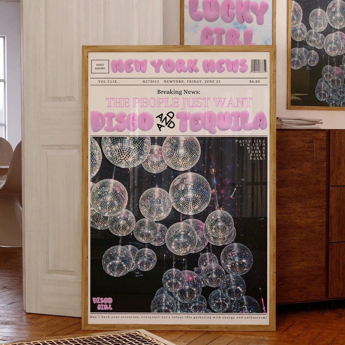 Disco Print, Funky Typography Print, 70S Art, Girly Decor, Bar Cart Art ...