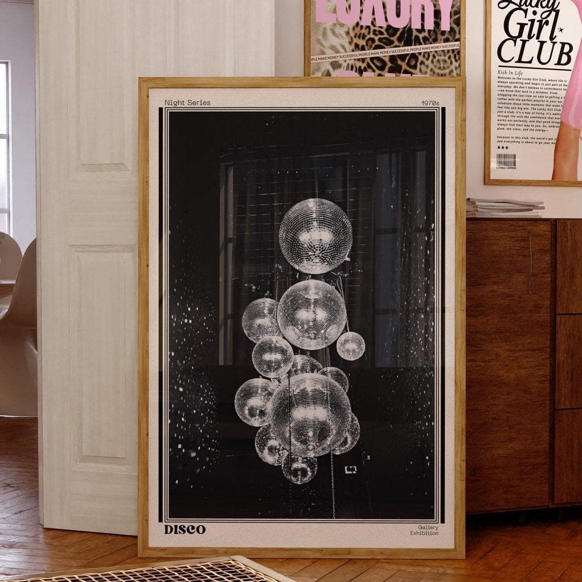 Disco Prints Black Funky Wall Art Trendy Aesthetic Print Girly Dorm ...