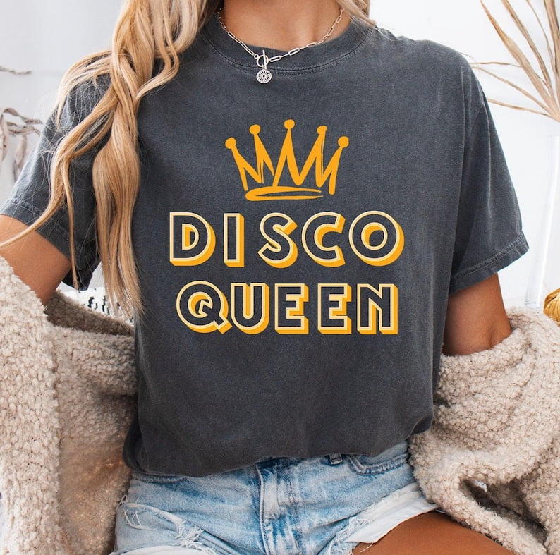 Disco Queen Retro Crown Funky 70s Party Dance Queen Music Lover T-Shirt ...