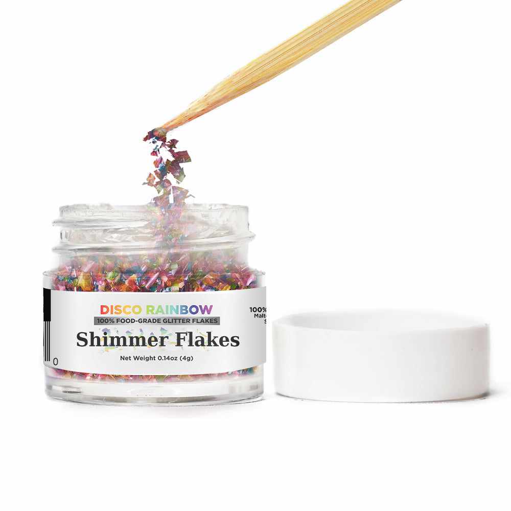 Disco Rainbow Edible Shimmer Flakes (4g, 1x Jar) Glitter Flakes For ...
