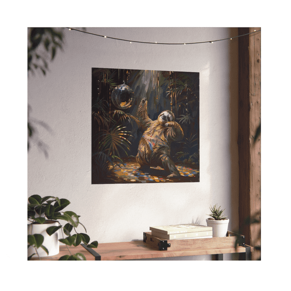 Disco Sloth Party Animal Poster Sloth Lovers Poster Funny Sloth Poster ...
