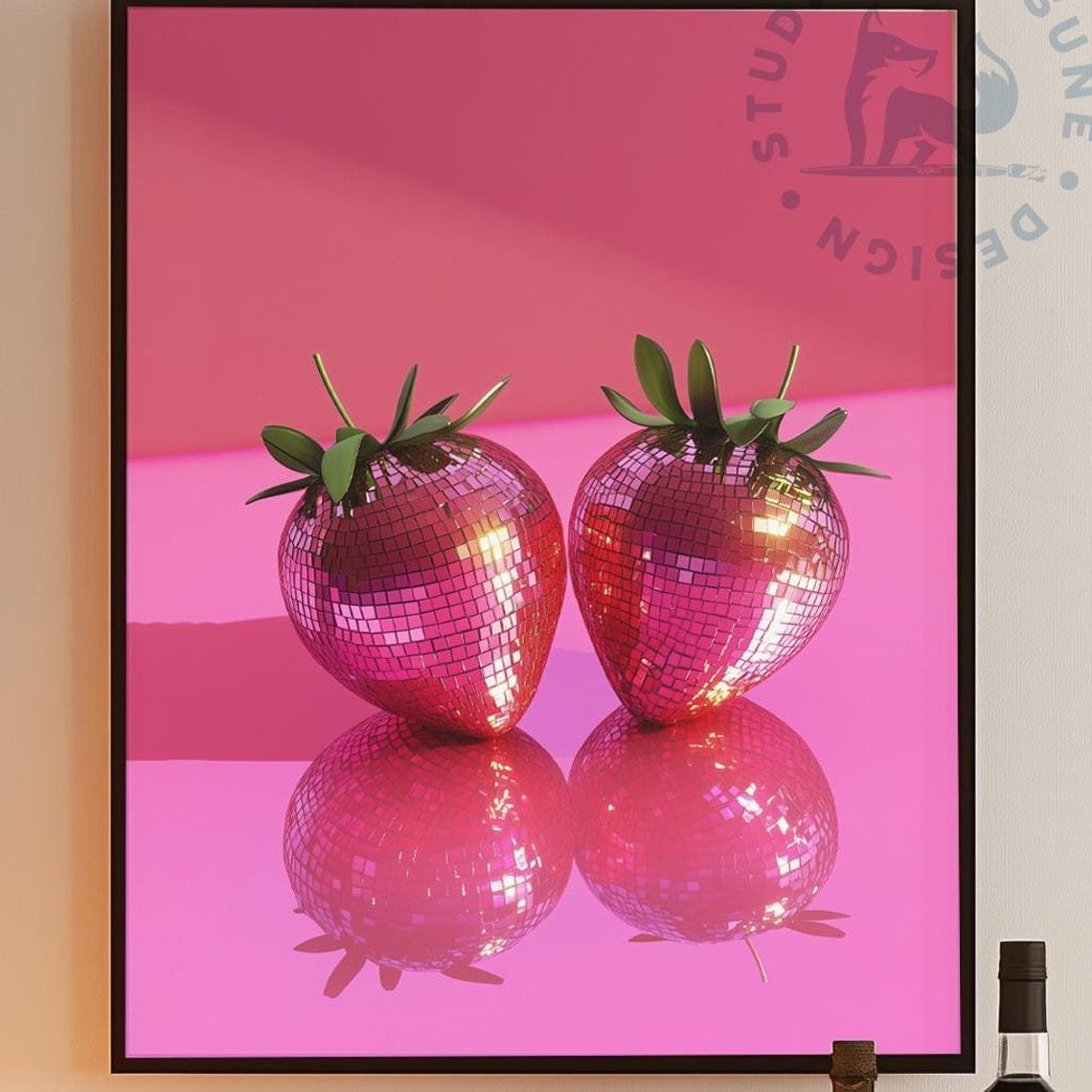 Disco Strawberries Art Print, Bold Dopamine Disco Ball, Preppy Trendy ...