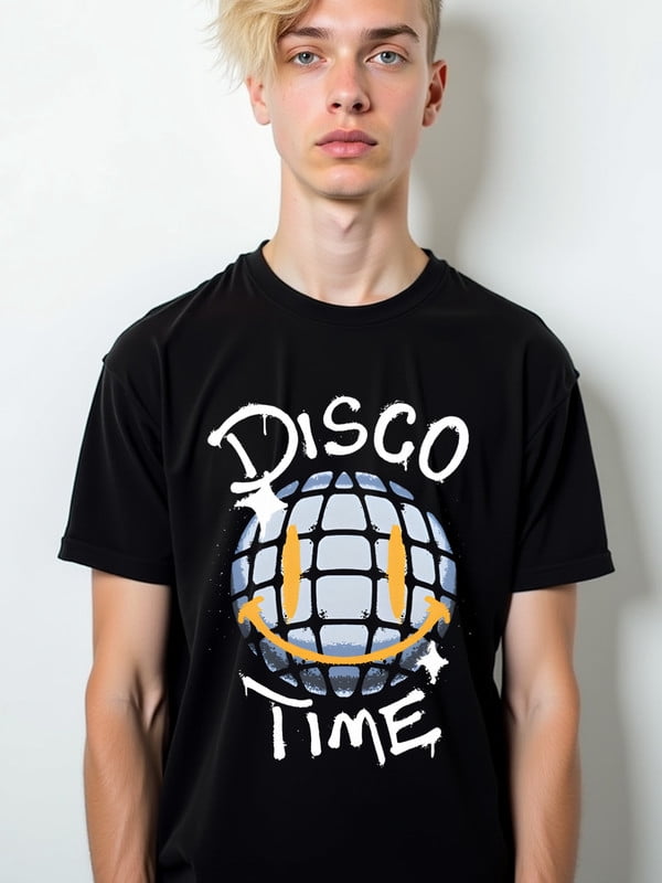 Disco Time Globe Tee Mens t-shirt black elegantly summer Spring and ...