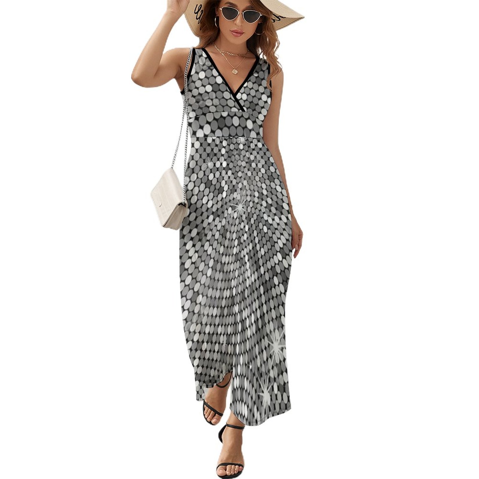 Disco ball disco fever boogie dance 70s club disco party checkered Sleeveless Dress prom dress ...