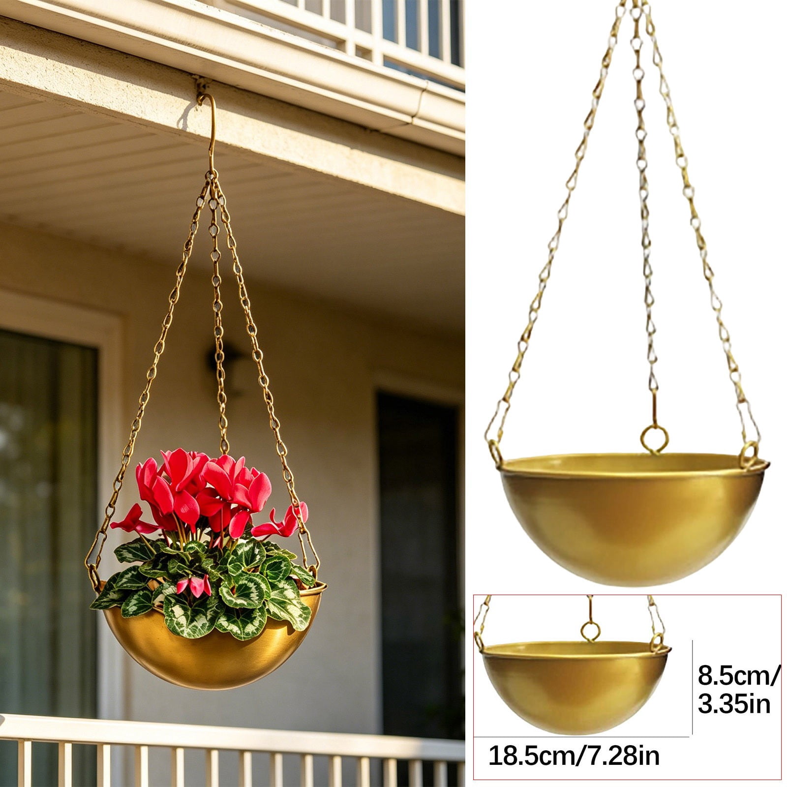 Disco*unt！Metal Wrought Iron Hanging Planter with Chains, Flower Bowl ...