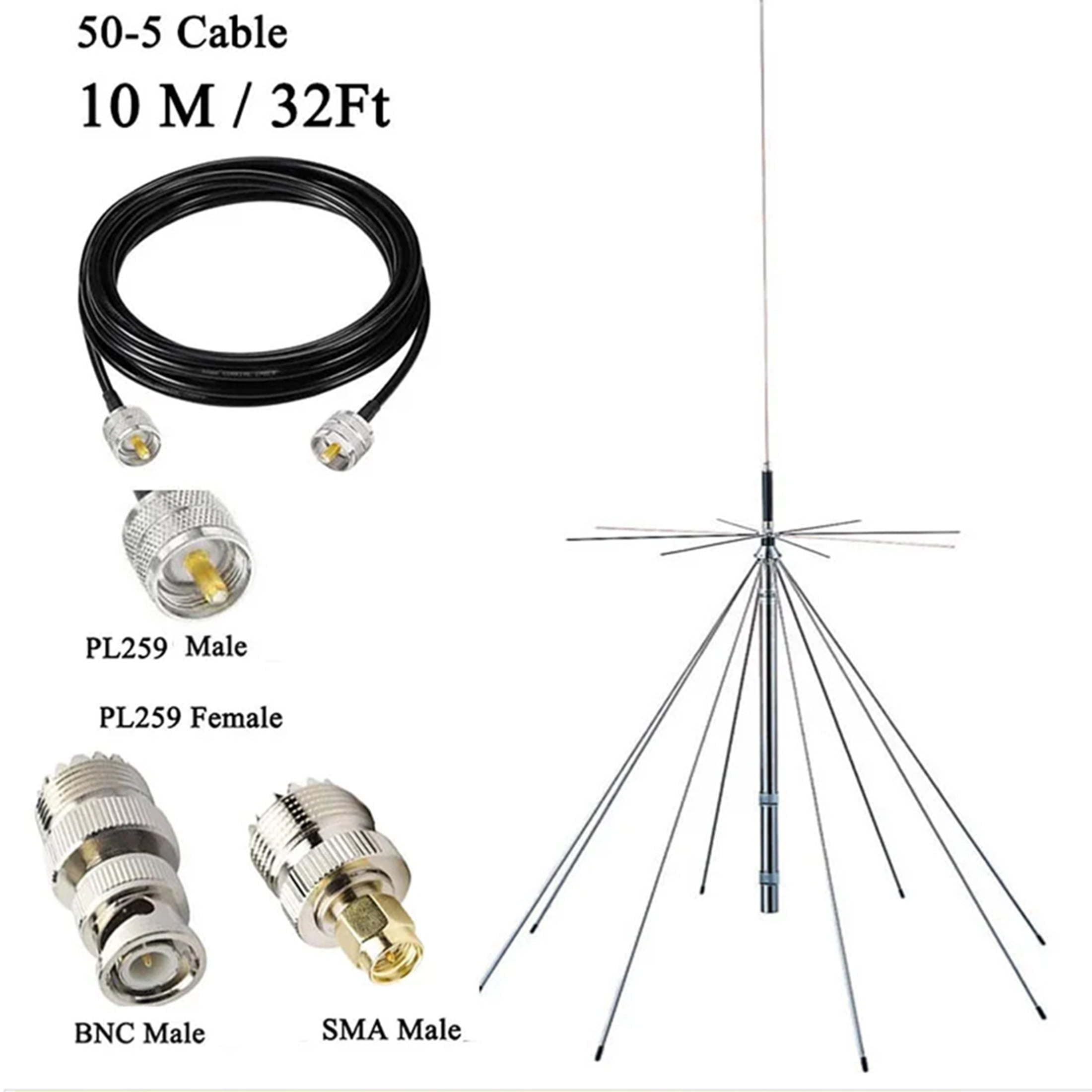 Discone Wideband Scanner Antenna 25–1300MHz for SDR, CB, VHF UHF Radios ...